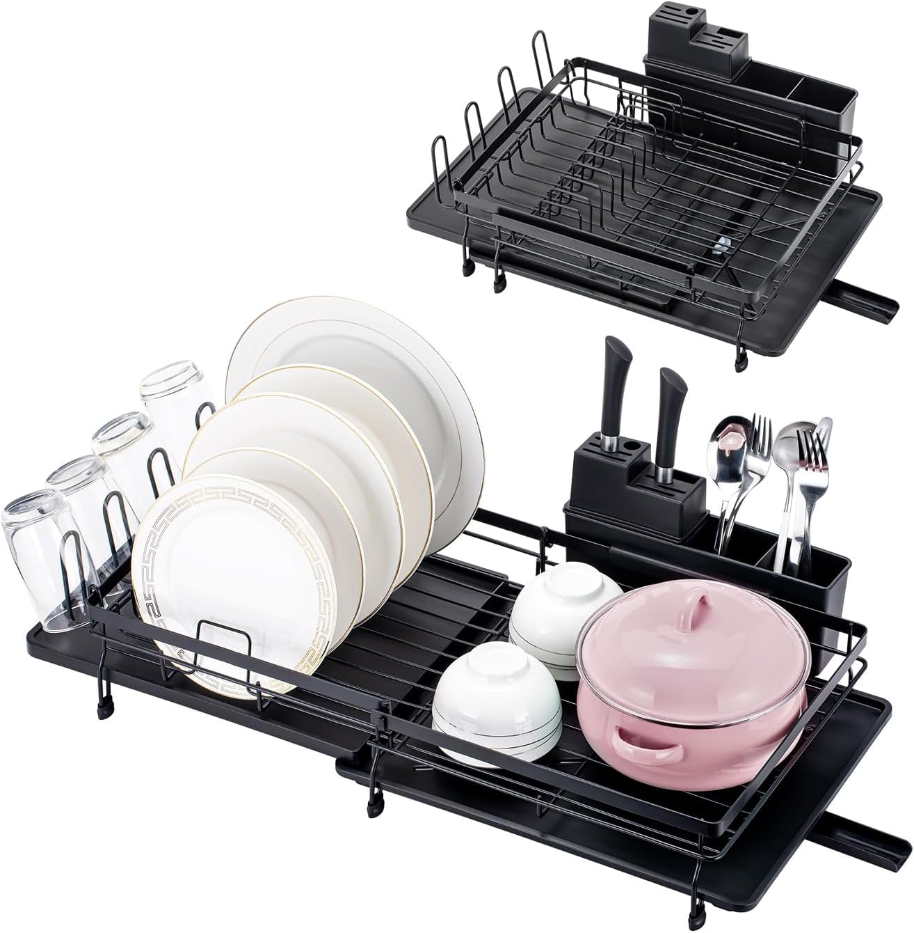 hfdghl Extendable Dish Rack - Large Dish Drying Rack for Kitchen ...