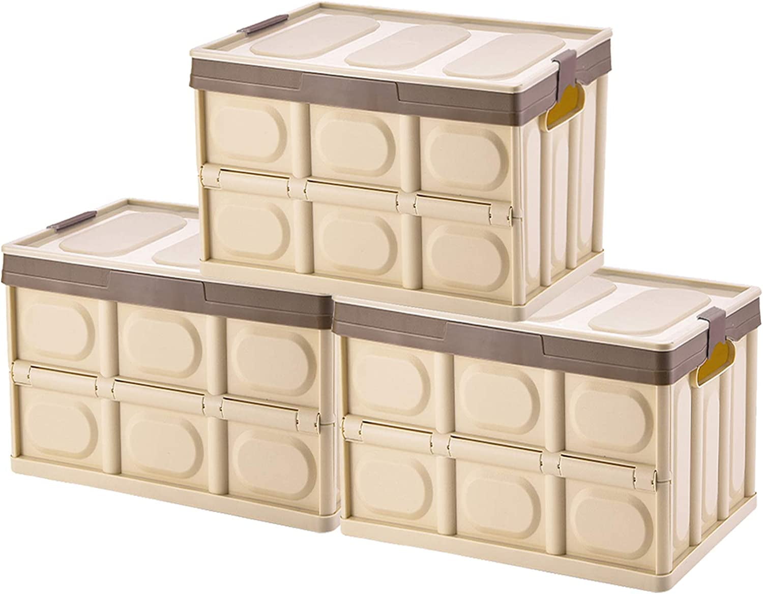 hfrulh Foldable Storage Boxes with Lids 3-Pack Collapsible Plastic ...