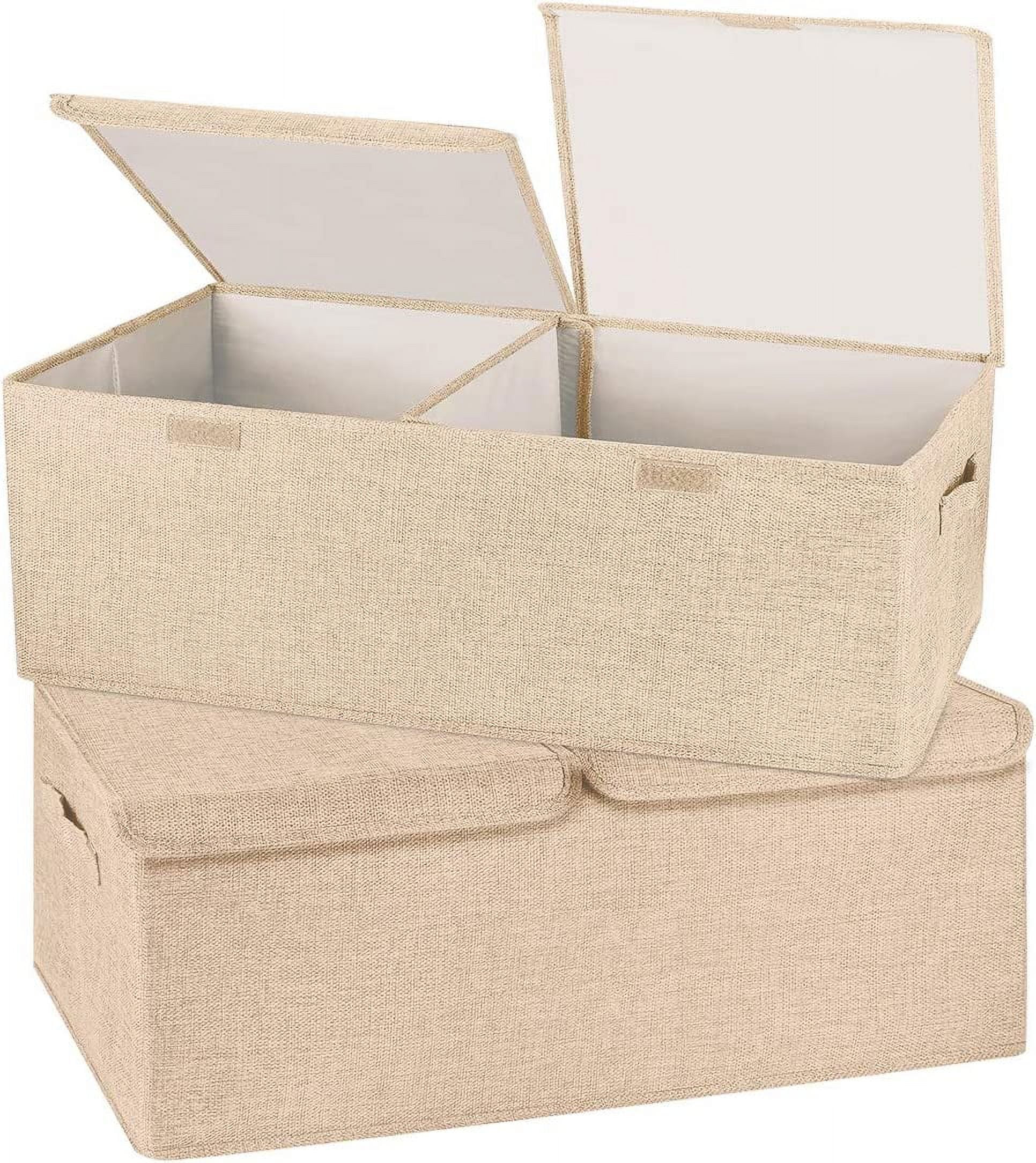 hfuj 2 Pack Large Storage Boxes with Lids and Handles Collapsible ...