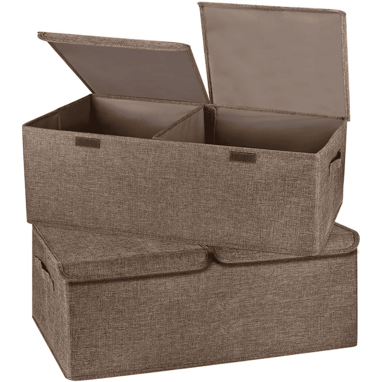 hfuj 2 Pack Large Storage Boxes with Lids and Handles Collapsible ...