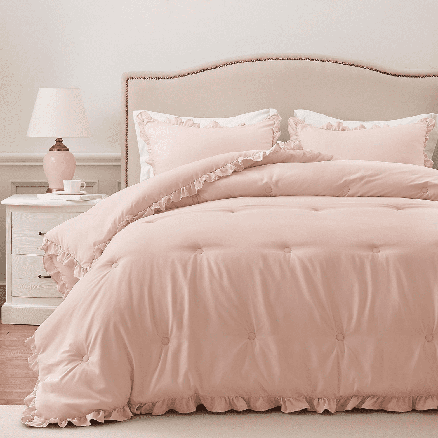 hfuj Comforter Set- Lightweight 3 Pieces Bed Comforter Set - Ruffle Bed ...