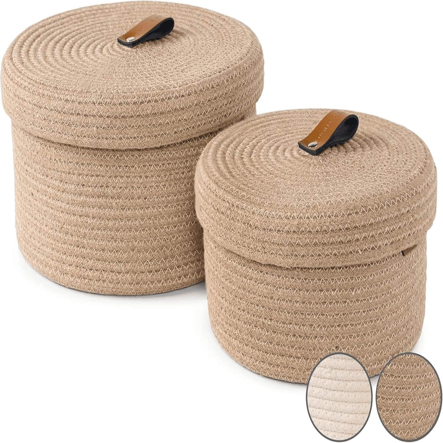 hfuj DENJA & CO Decorative Storage Baskets with Lids - Round Woven ...