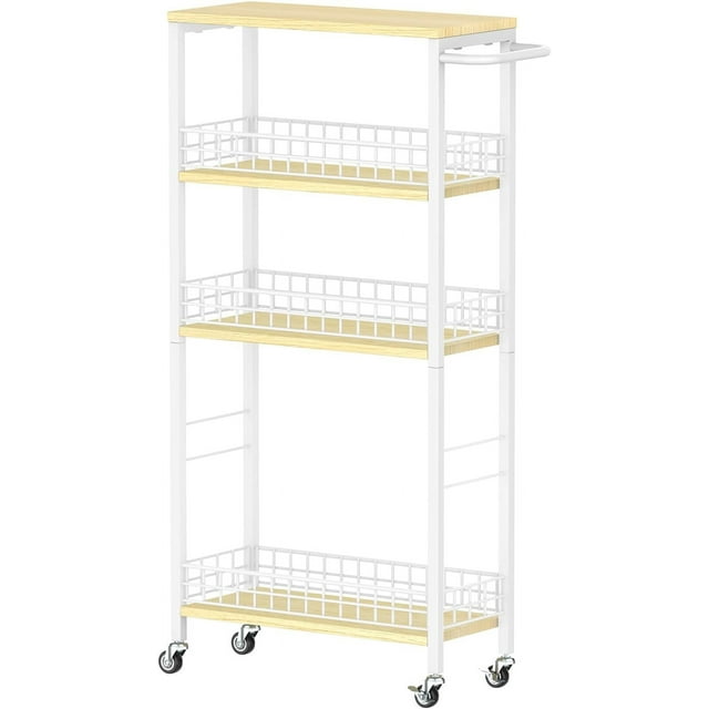 hfuj Slim Storage Cart 4 Tier Rolling Kitchen Cart Utility Serving Cart Laundry Room Narrow Cart ...