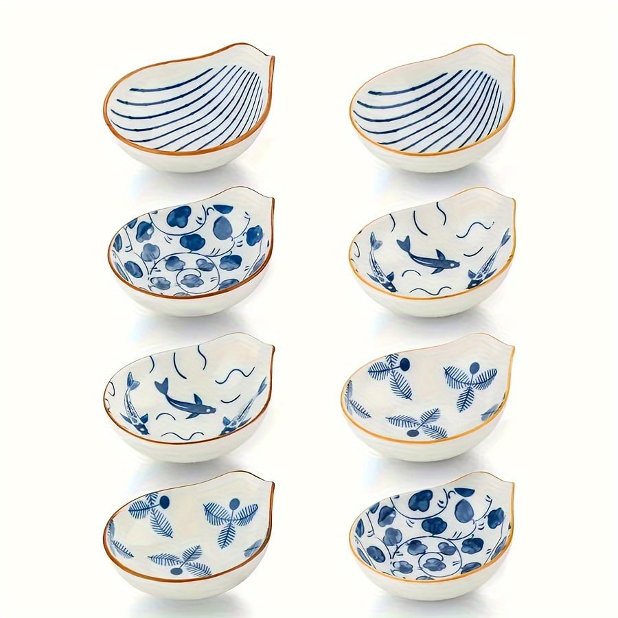 hghfhj 8-Piece Japanese Style Ceramic Saucer Set - Creative Dipping ...