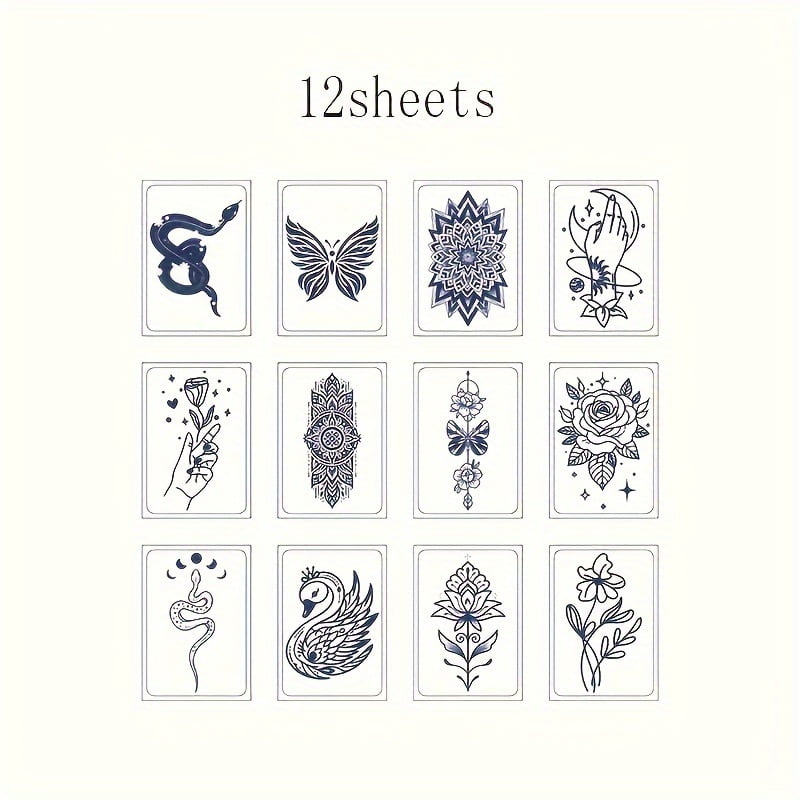 hghfhj Premium Waterless Herbal Tattoo Stickers - Realistic Long ...