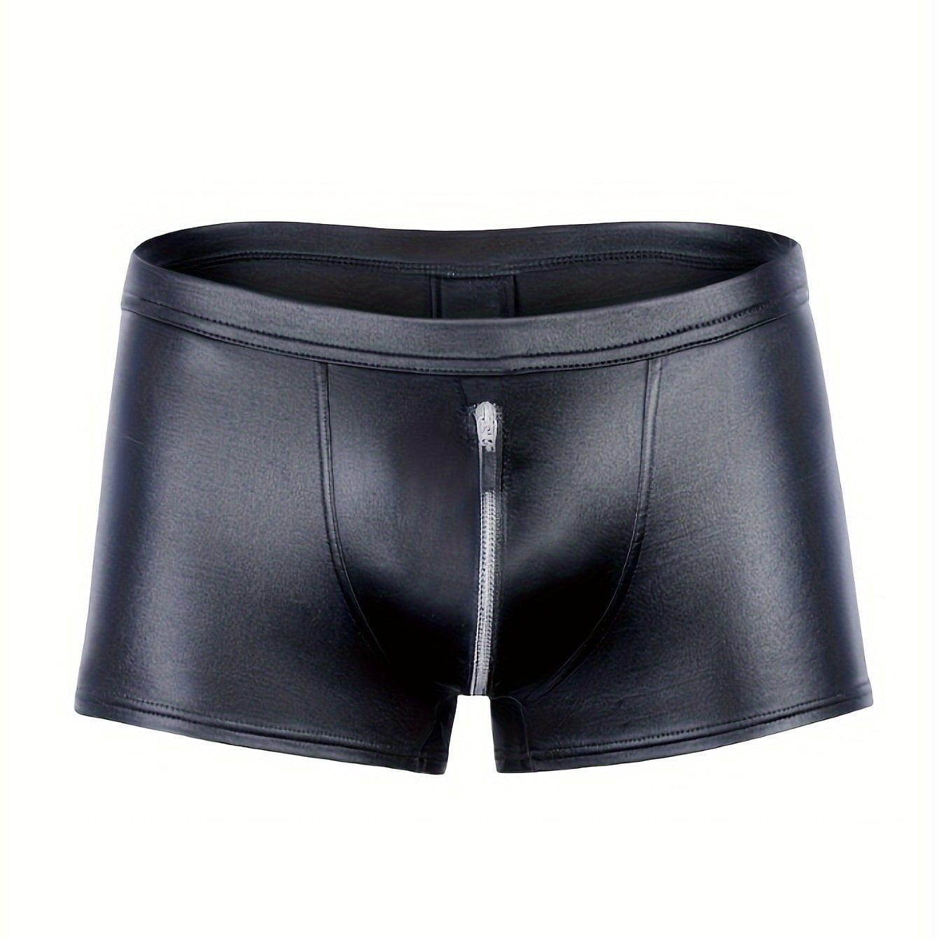 hghfhj Seductive Mens Stretch Latex Leather Boxer Briefs - Ultra-Low ...