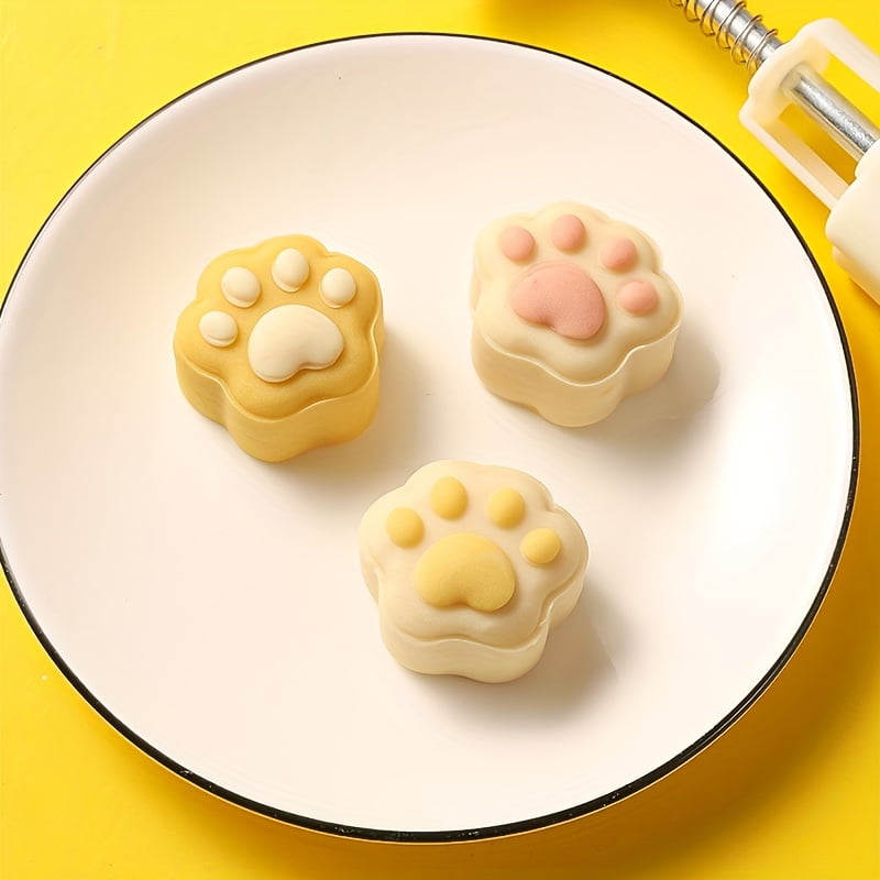 hghfhj Set Mini Cute Cat Paw Moon Cake Mold Including 1 Mold And 1 ...