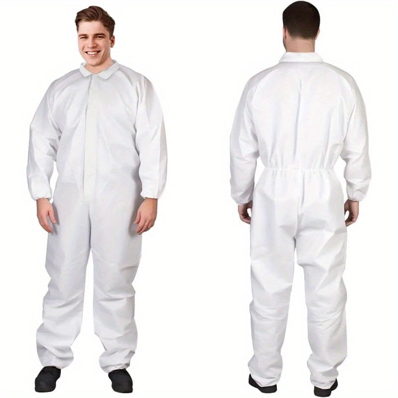hghfhj White Paint Coveralls Disposable. Adult Hazmat Suits Disposable ...