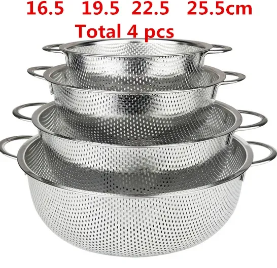 hghfhj stainless steel round hole basket fruit drain rice Mesh Sifter ...