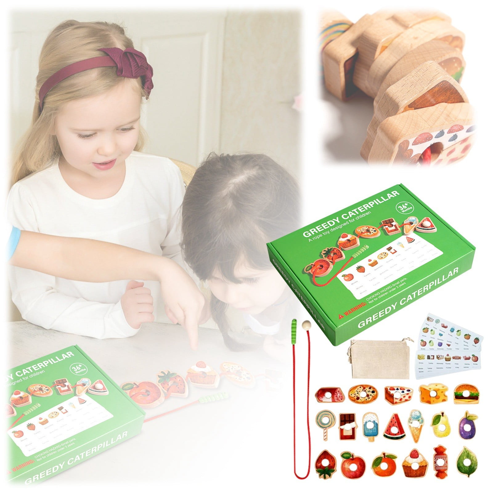 hgiogi Stringing Beads Game Montessori Educational Toys for Kids ...