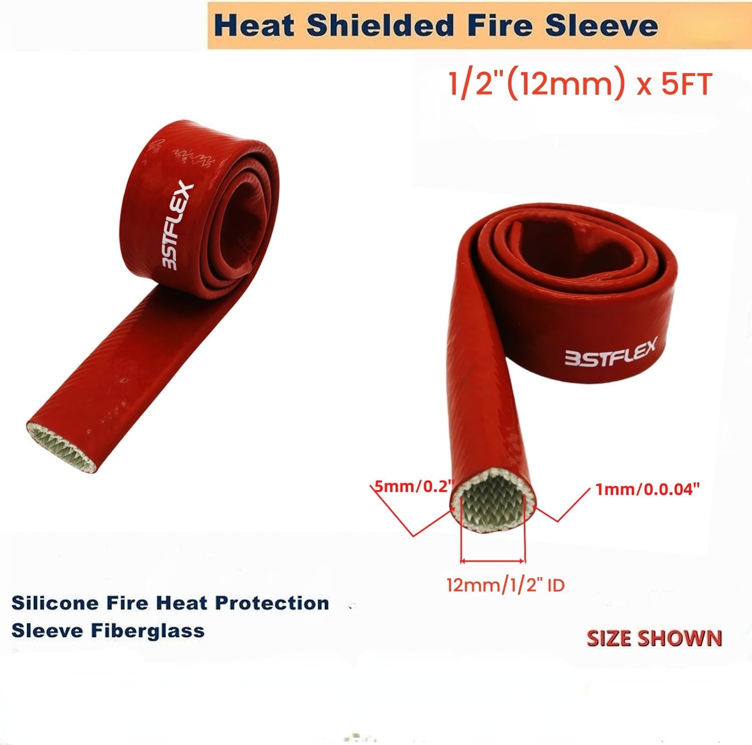 hgudesign 1/2"(12mm) ID Heat Protective Fire Thermo Armor Sleeve ...