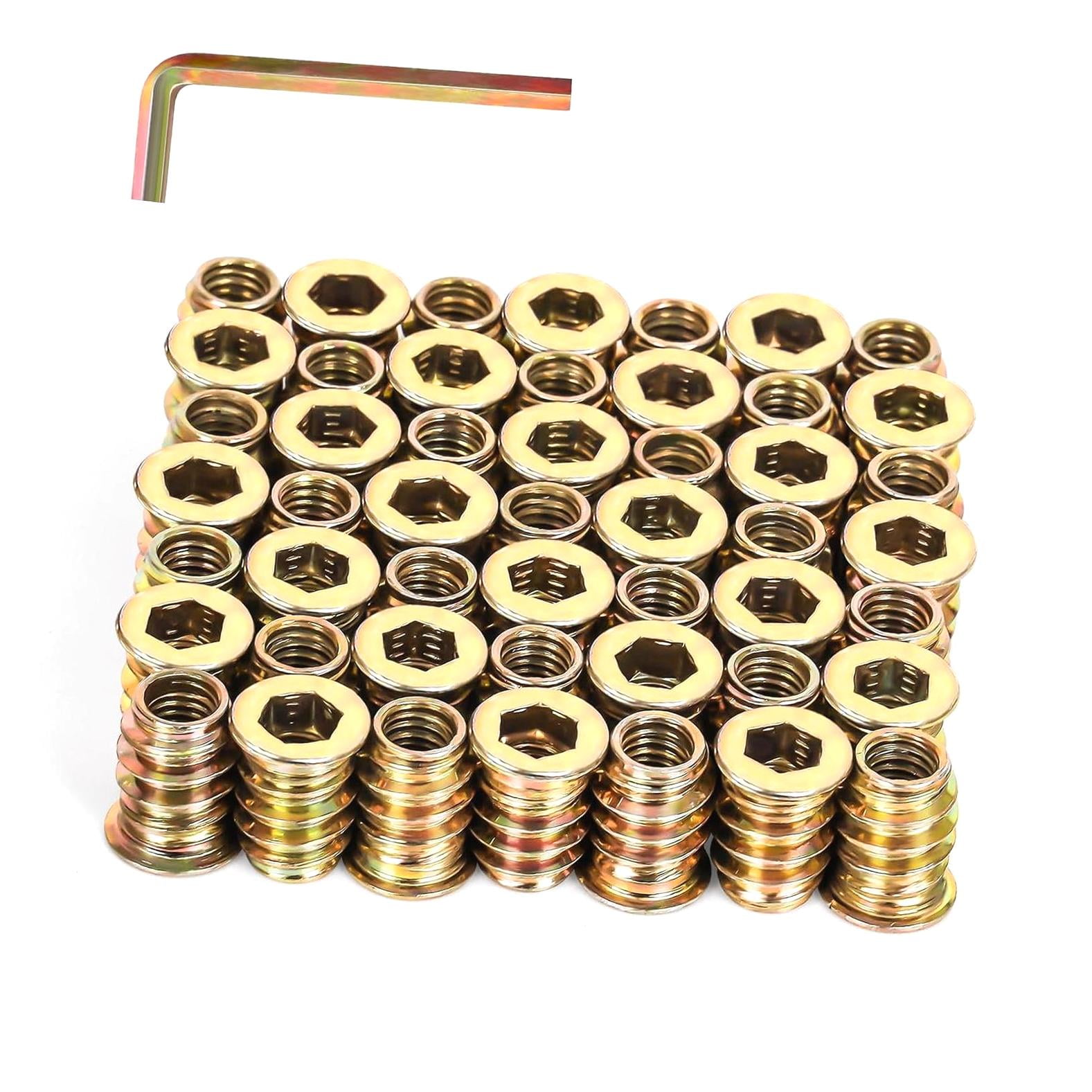 hgudesign 1/4"-20 x 20mm Threaded Wood Inserts, Hex Drive Fasteners for ...