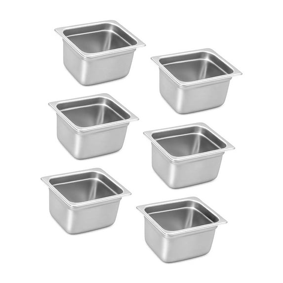 hgudesign 1/6 Hotel Pans 4 Inch Deep Steel Food Pan Jam 6 Pack Table ...