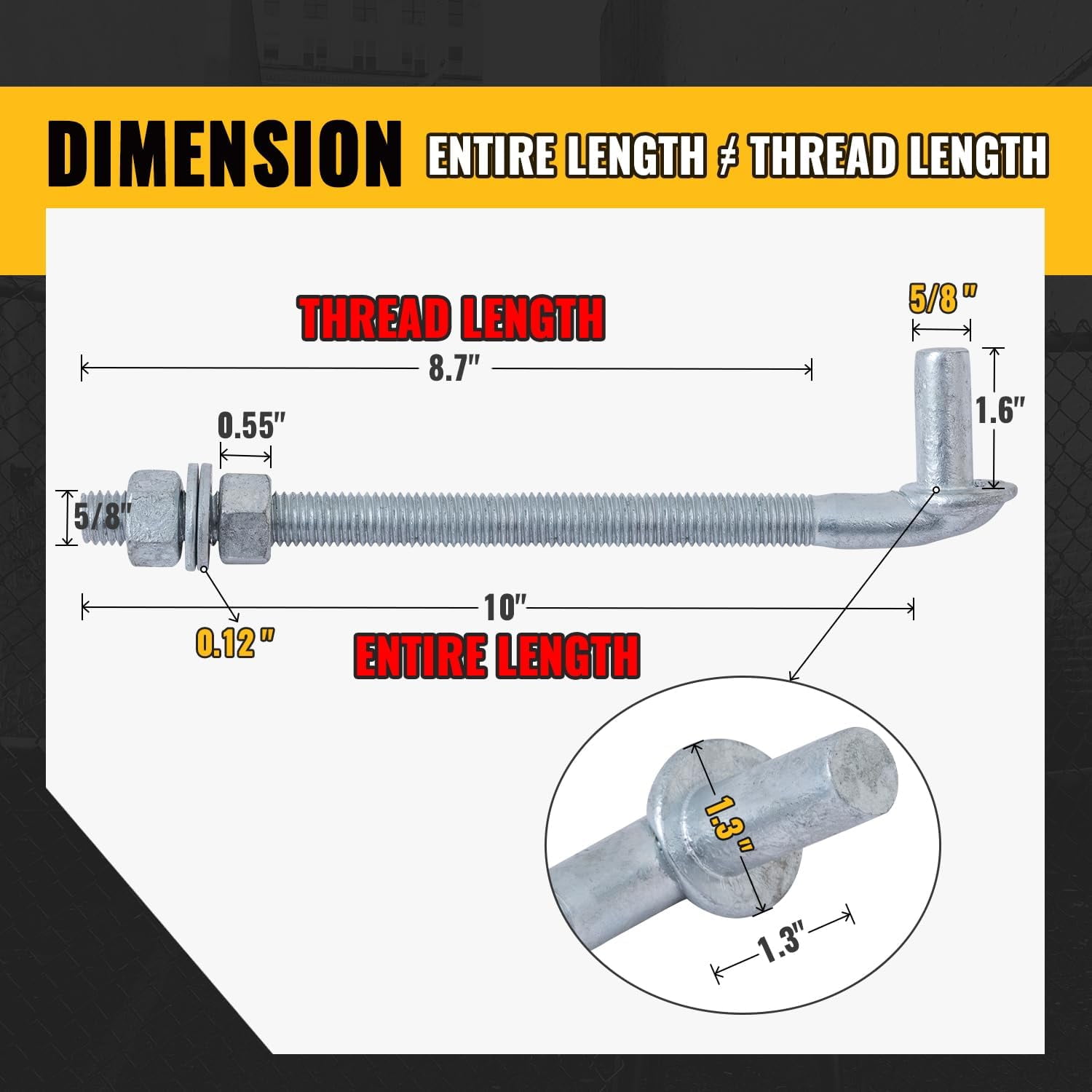 hgudesign 10" J Bolt Gate Hinge 2 Pack, Chain Link Gate Bolt Hinge with ...