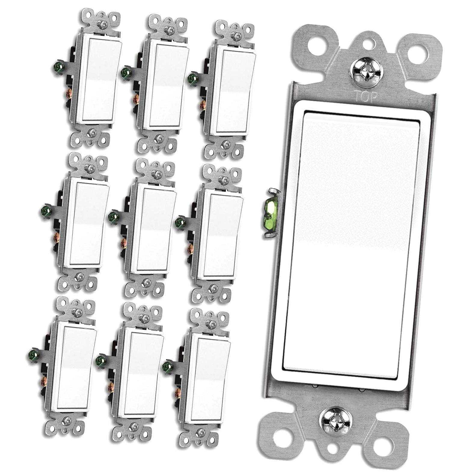 hgudesign 10 Pack 3-Way Decorator Light Switch, 15A 120/277V, Suitable ...