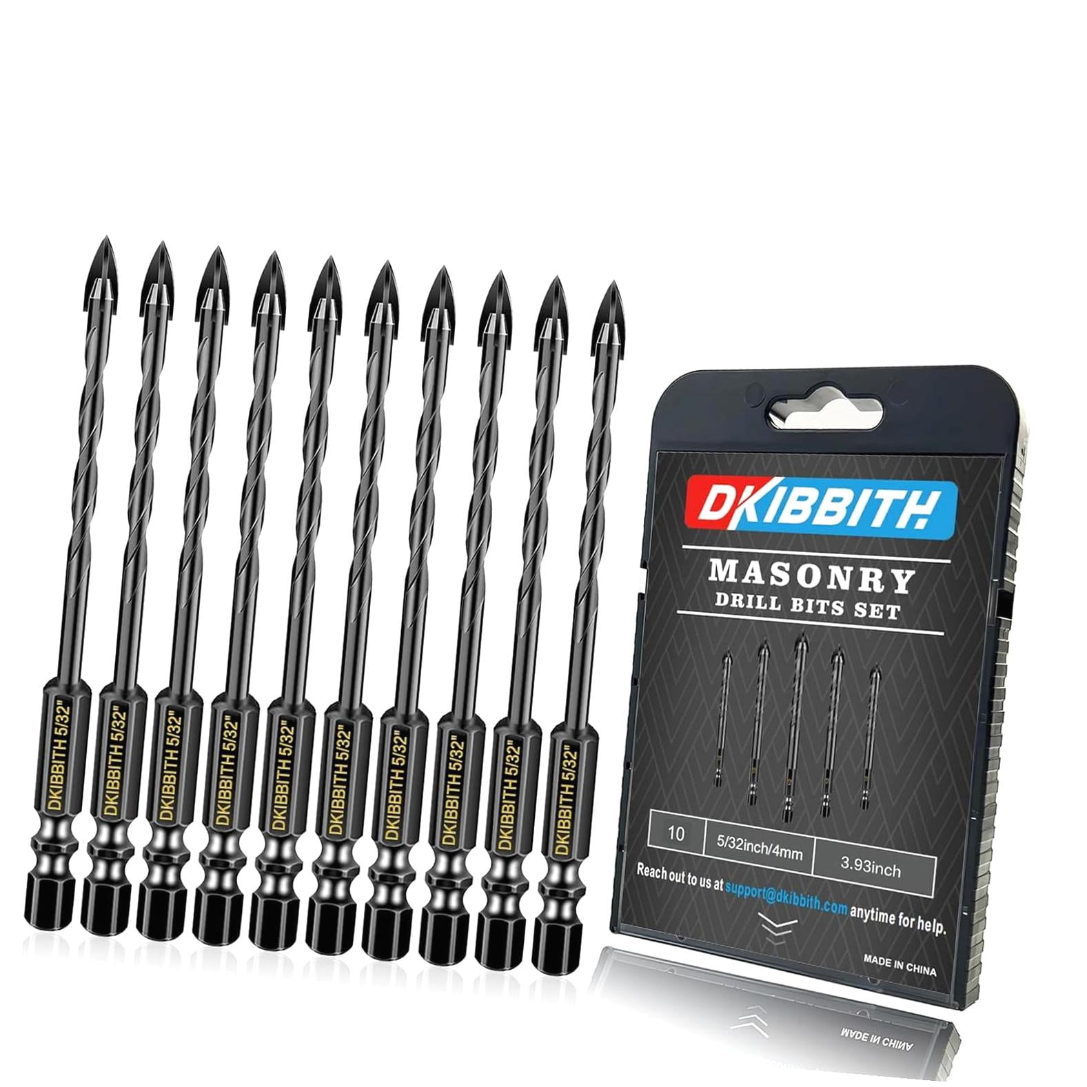 hgudesign 10 Pcs 5/32" Masonry Concrete Drill Bit Set for Tile Brick ...