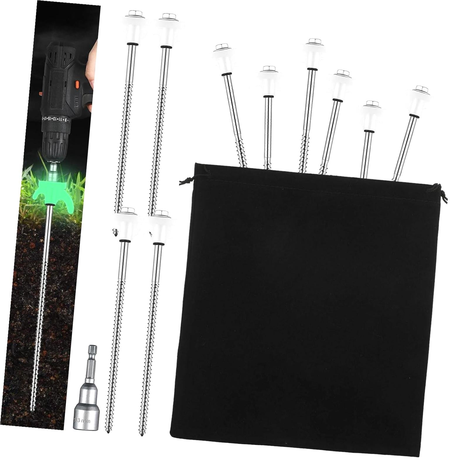hgudesign 10 Pcs 8" Screw in Tent Stakes Tent Stakes Drillable Ground ...