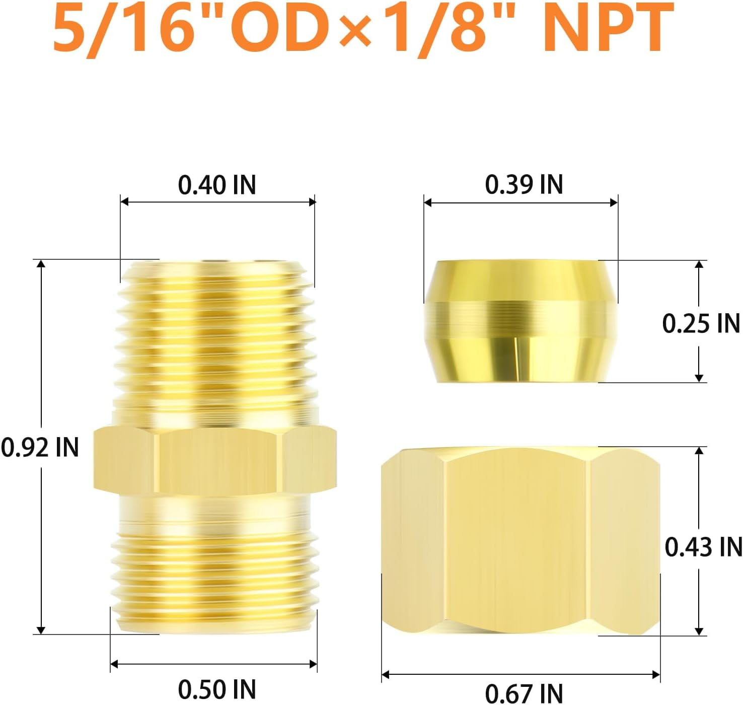 hgudesign 10-Piece Compression Tube Pipe Fitting Connector Set ...