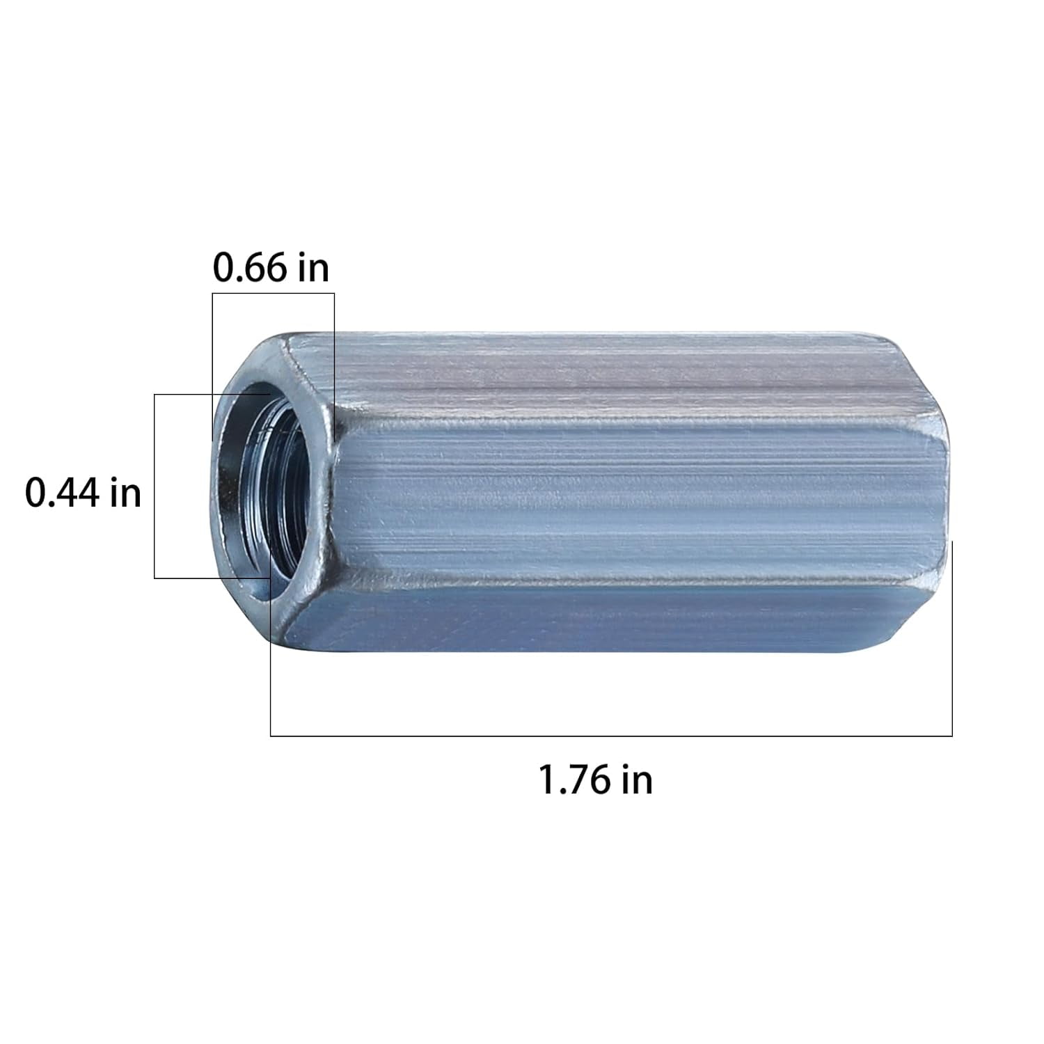 hgudesign (10 pieces) 1/2"-13 Coupling Nuts zinc, Extended Hexagon ...