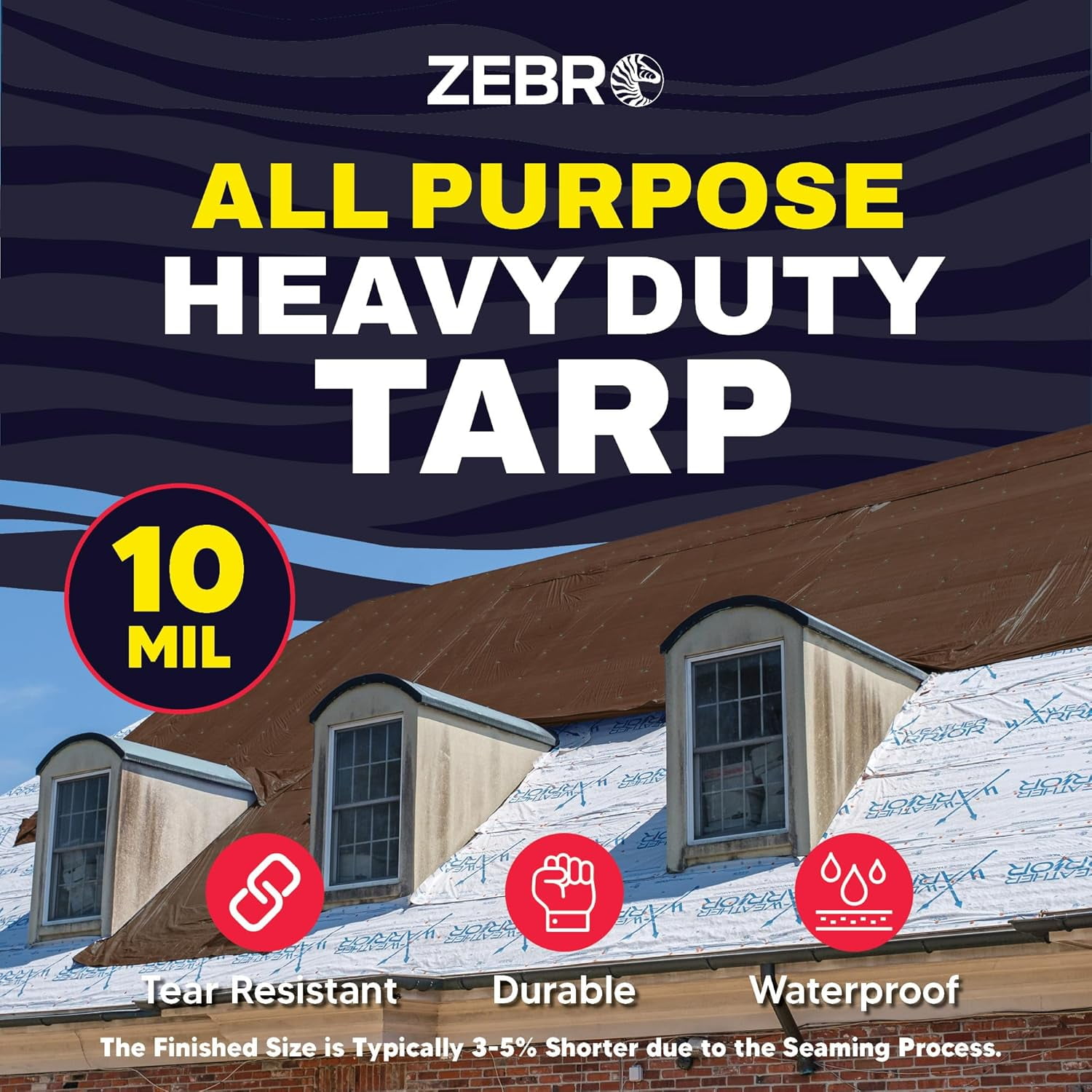 hgudesign 10' x 12' Silver/Brown Tarp with Reinforced Grommets - 10 Mil ...