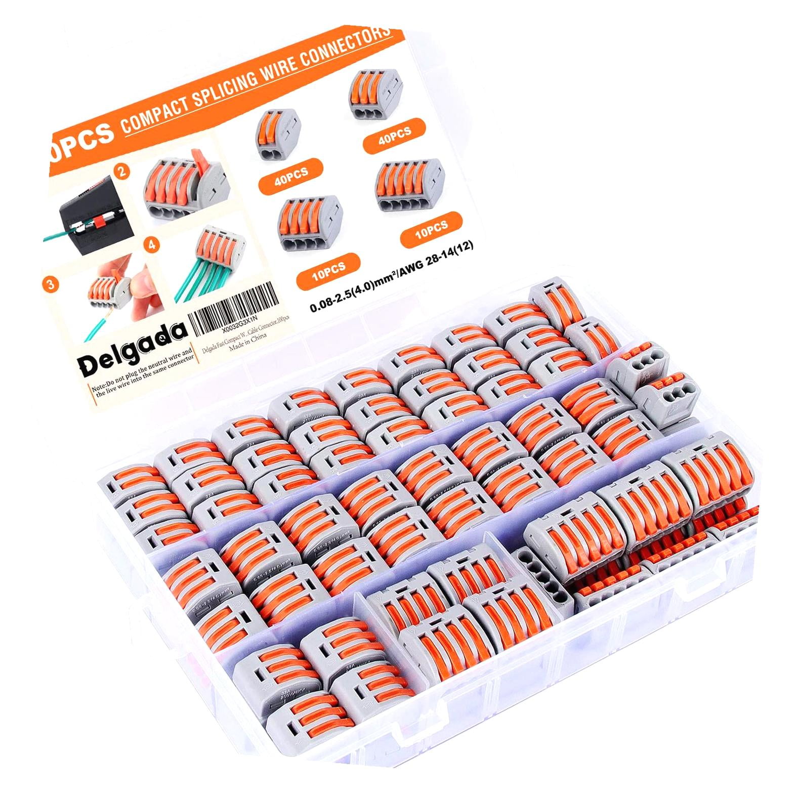 hgudesign 100 PCS Compact Wire Connector Nuts Kit - Push-in Terminals for Quick Wire Splicing ...