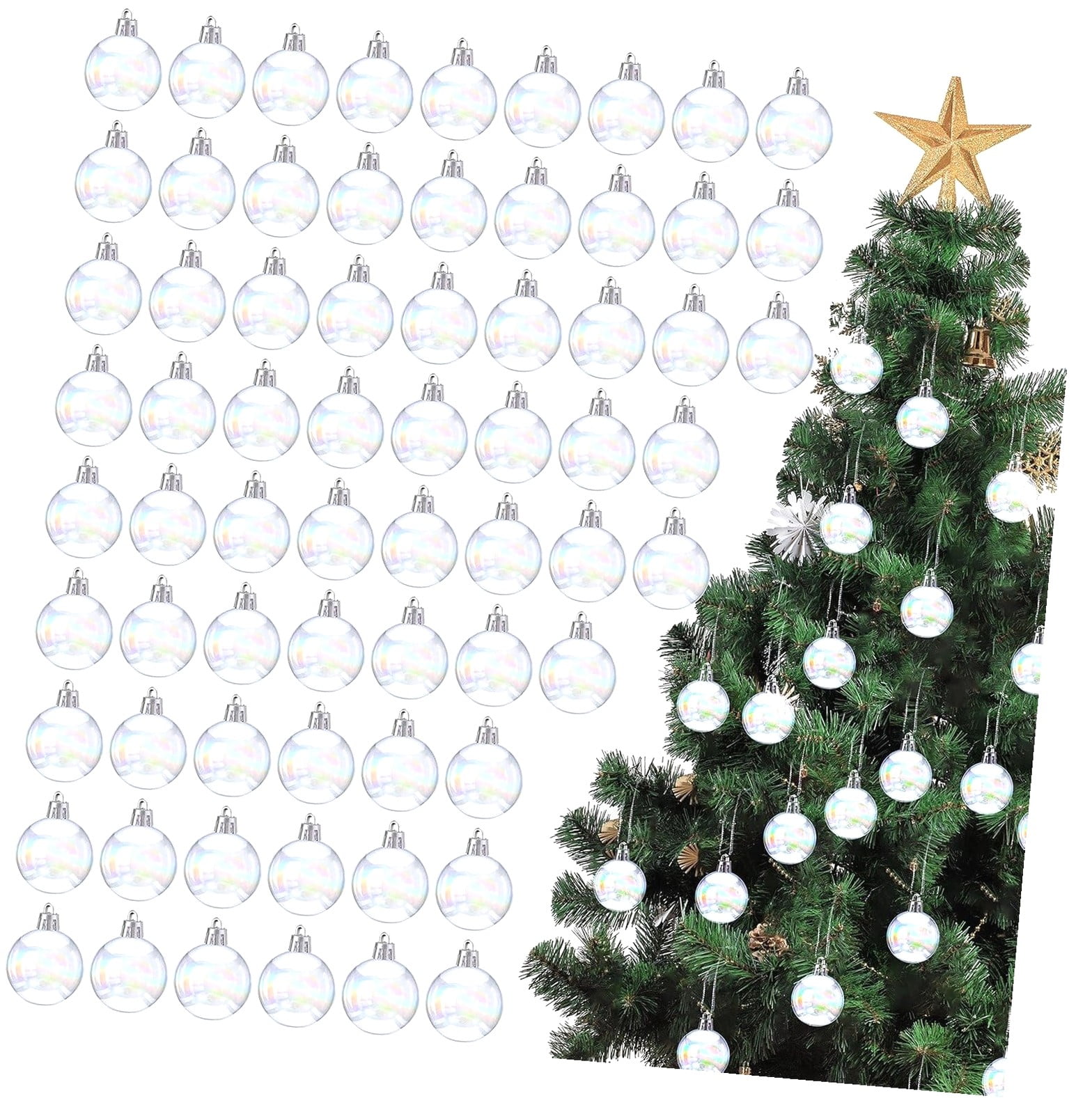 hgudesign 100 Pcs Christmas Ornaments Clear Plastic Acrylic Indoor Xmas ...