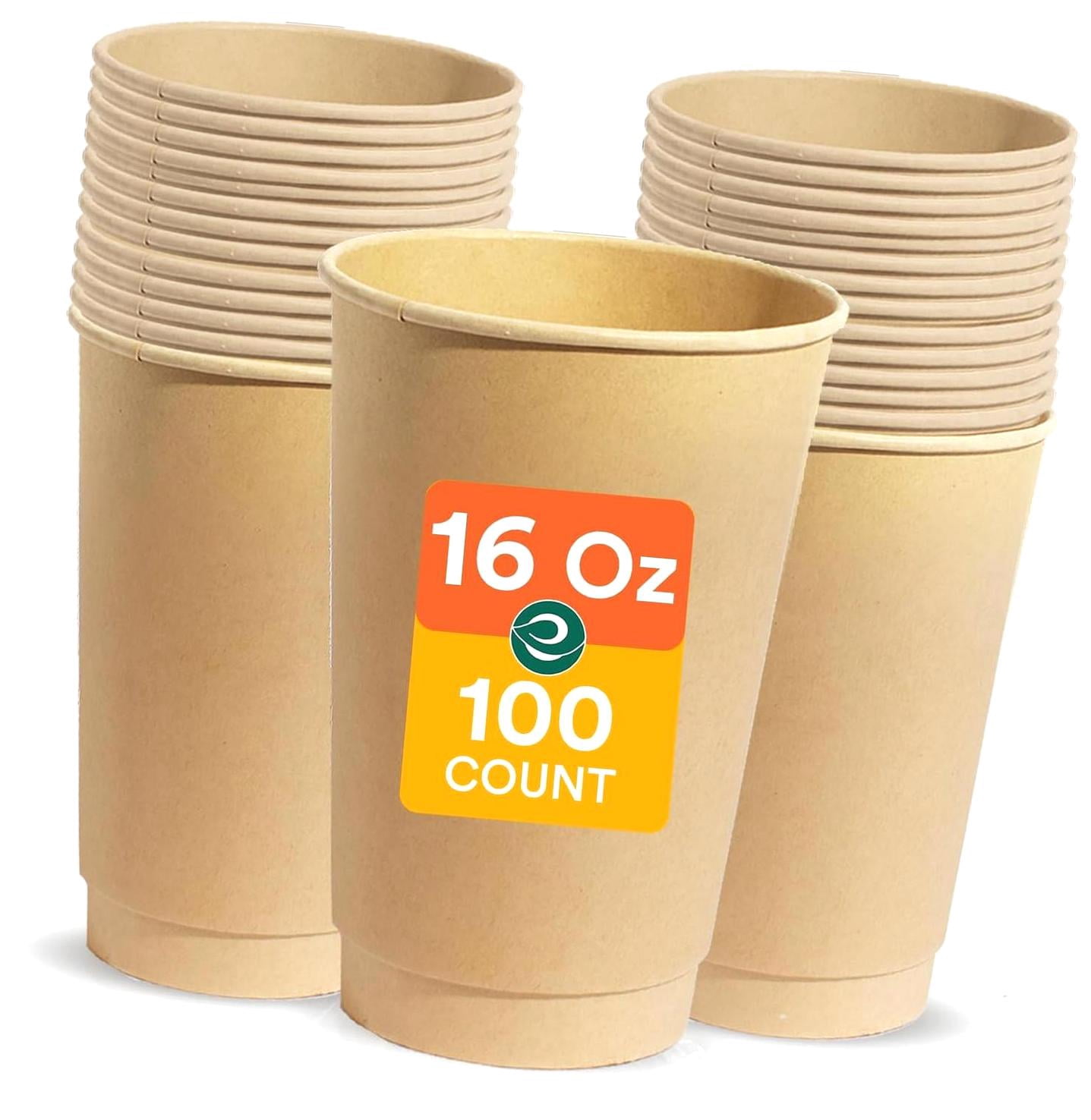 hgudesign 100% Plant-Based 16oz Hot Cups | (100 Count, 16 oz Hot Cups ...