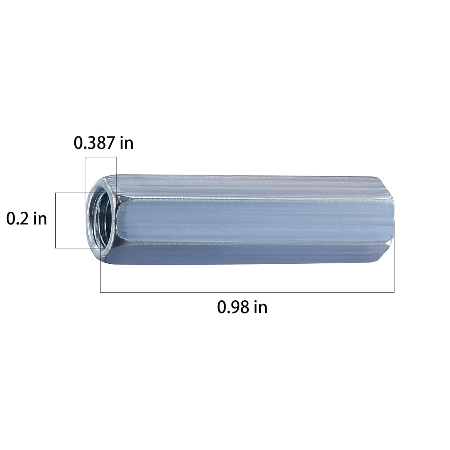 hgudesign (100 pieces) 1/4"-20 Coupling Nuts zinc, Extended Hexagon ...