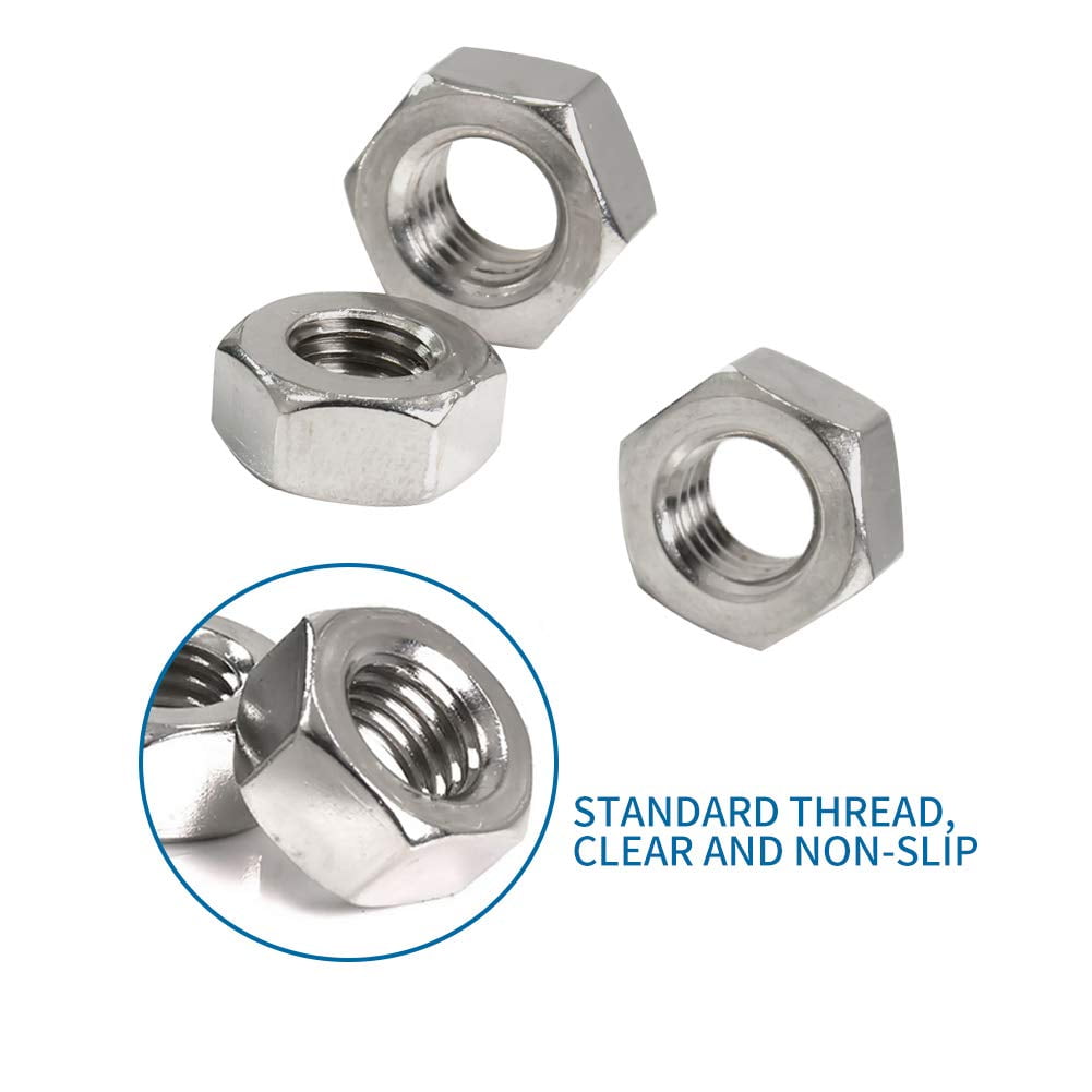 hgudesign 100PCS 5/16"-18 Stainless Hex Nut, 304 Stainless Steel Nuts ...