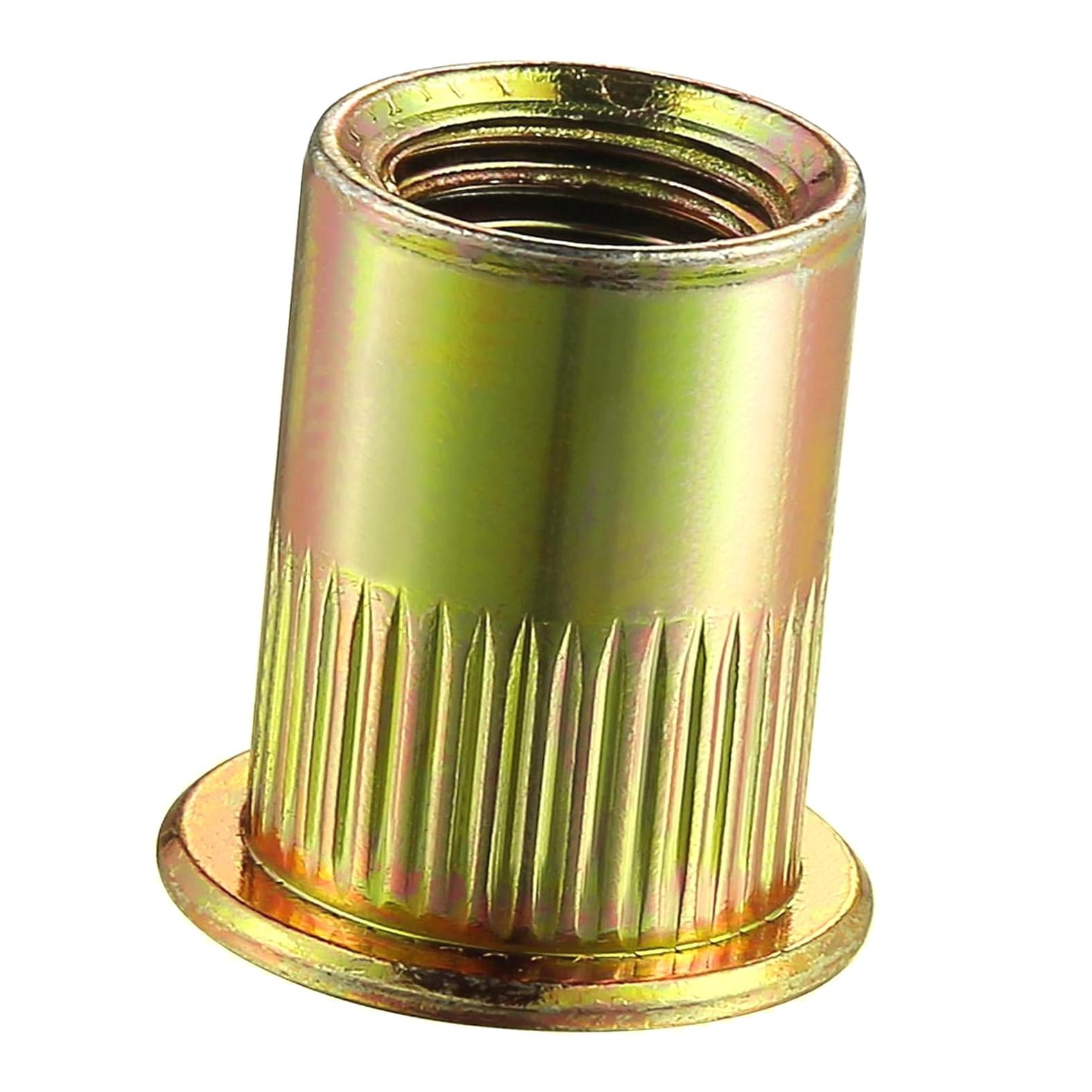 hgudesign 100Pcs Rivet Nut M10 Metric Yellow Zinc Plated Flat Rivnut ...