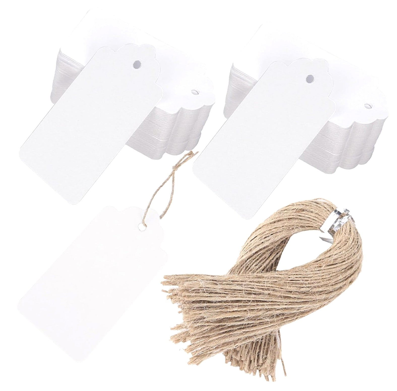 hgudesign 100pcs Tags with String Attached, 2 4 inch Paper Hang Tags ...