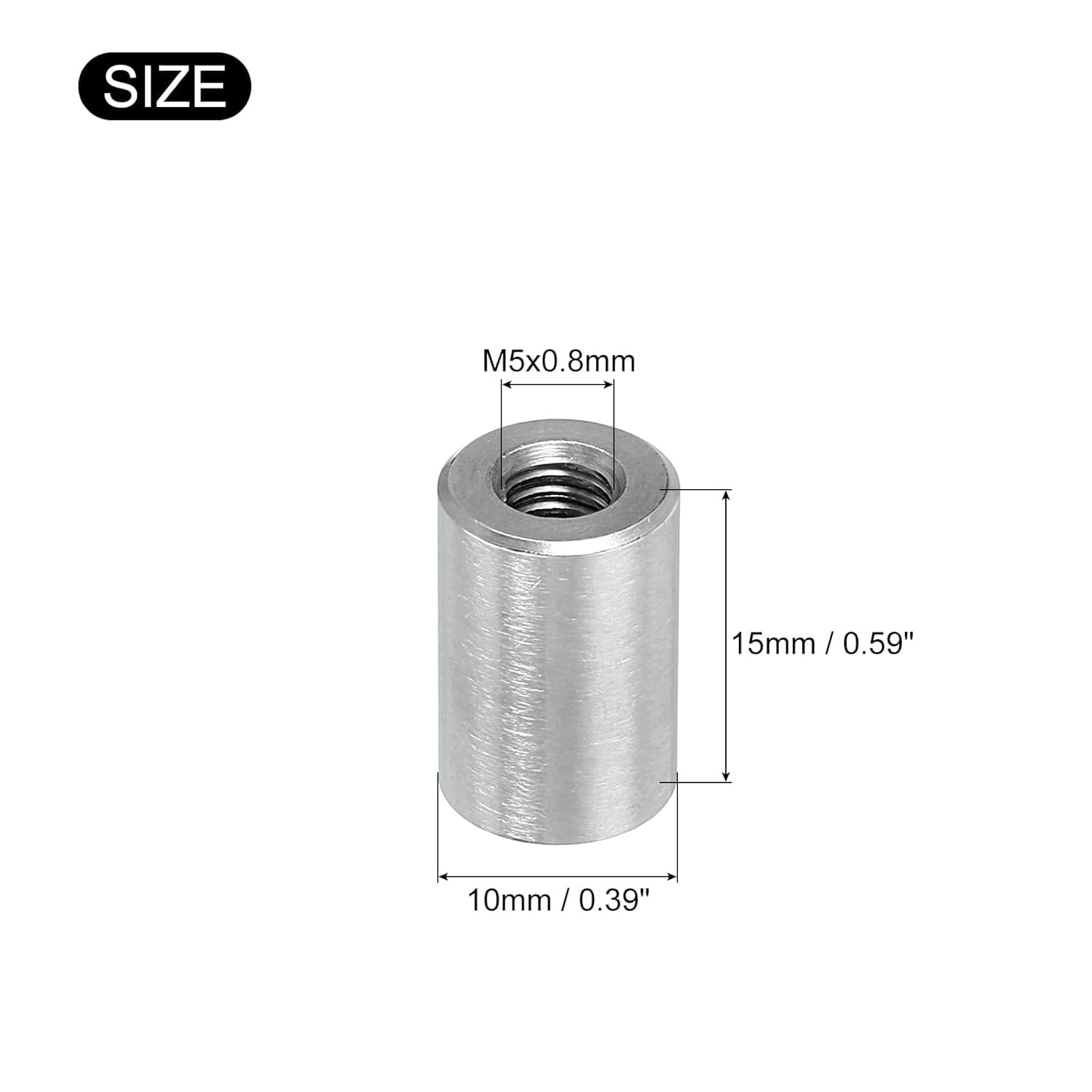 hgudesign 10Pcs M5 Round Connector Nuts, 304 Stainless Steel Coupling ...