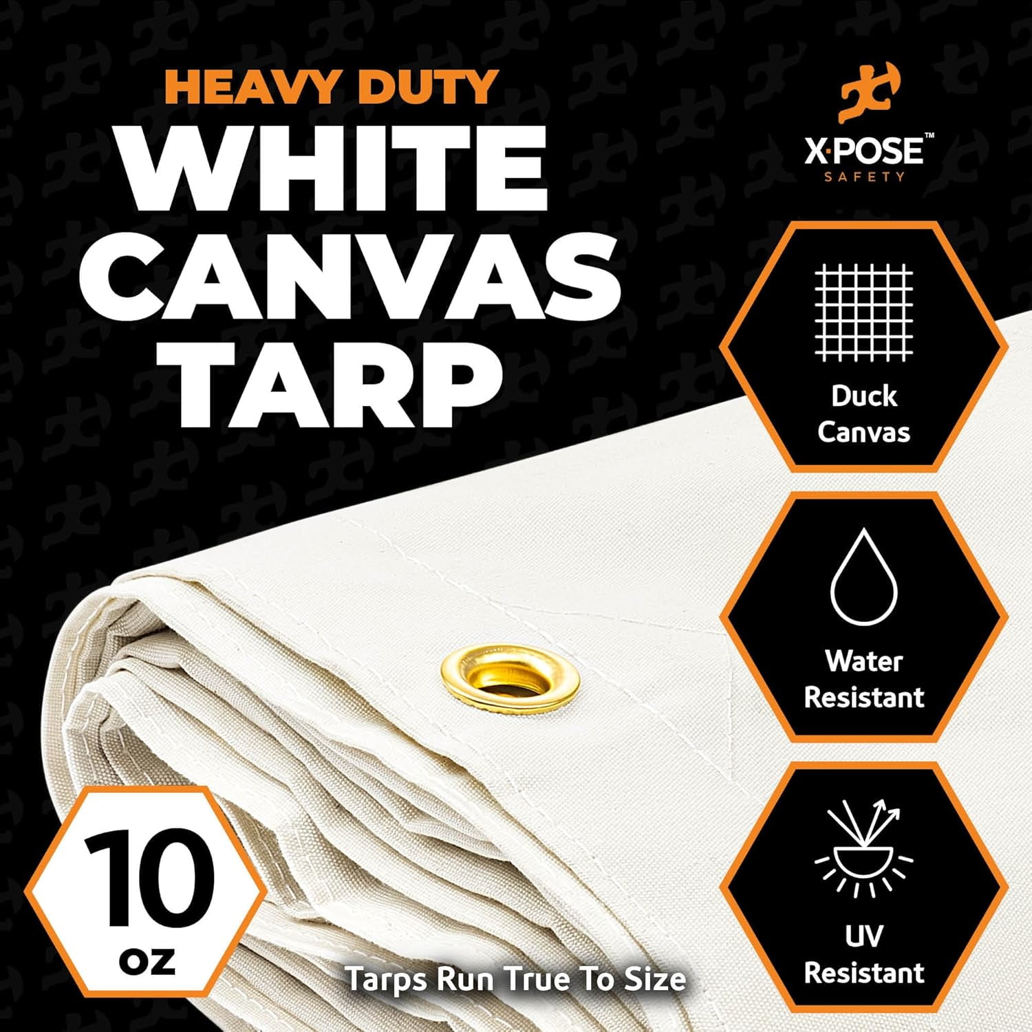 hgudesign 10oz White Canvas Tarp - Tarpaulin with Grommets for Camping ...