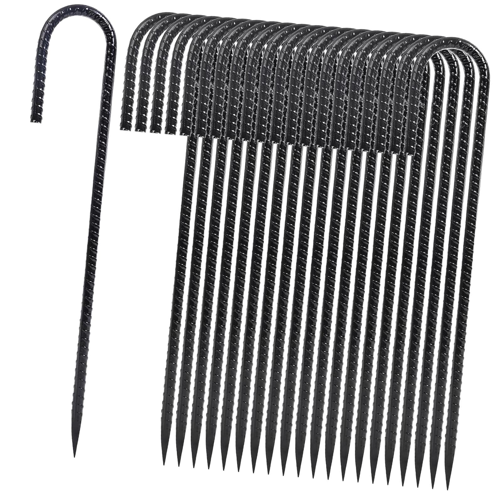 hgudesign 12 Inch Rebar Stakes, 20-Pack Galvanized Steel J Hook Tent ...