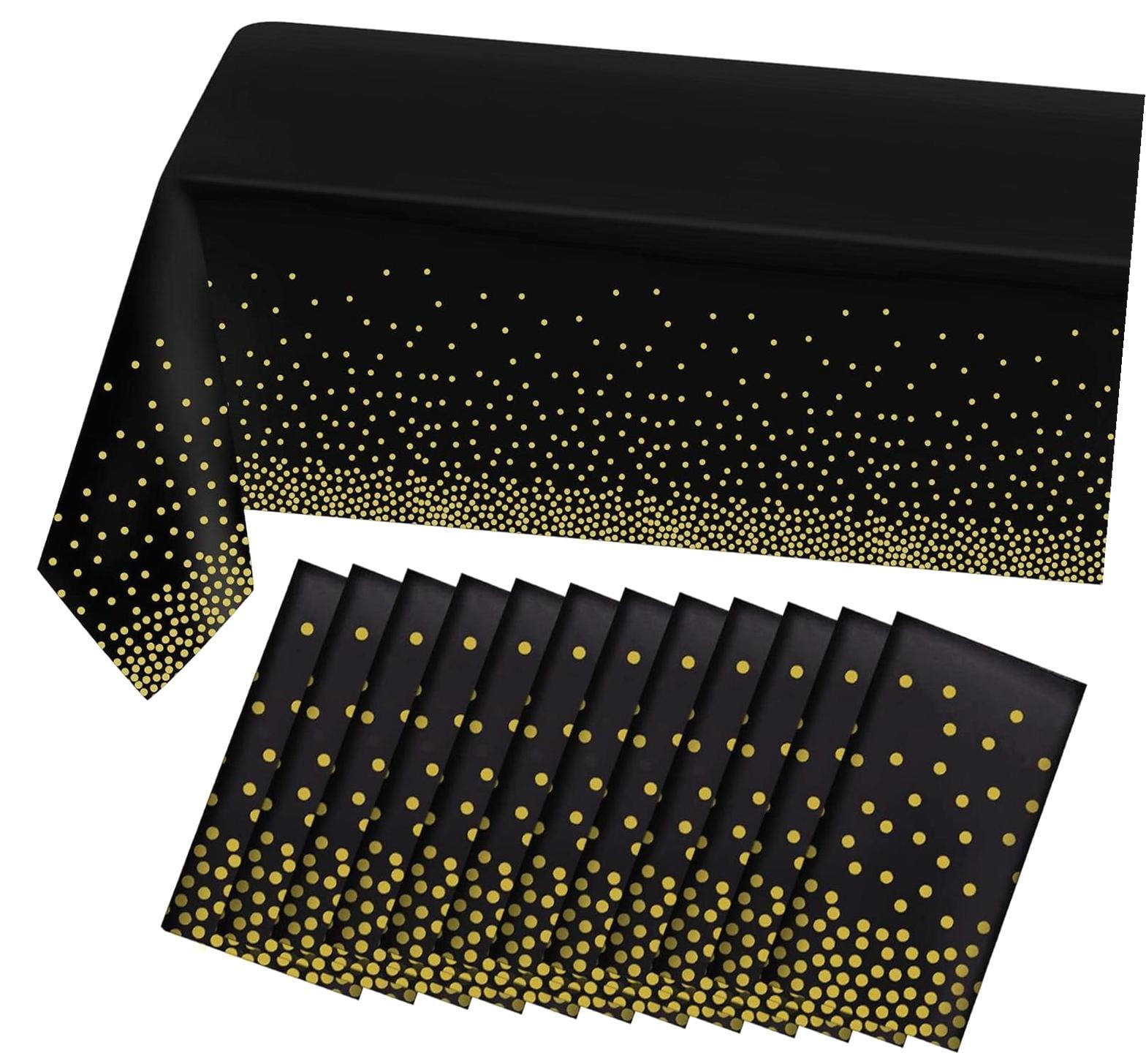 hgudesign 12 Pack and Dot Plastic Tablecloth, Stamping Dot Confetti Rectangle Plastic Tablecloth ...