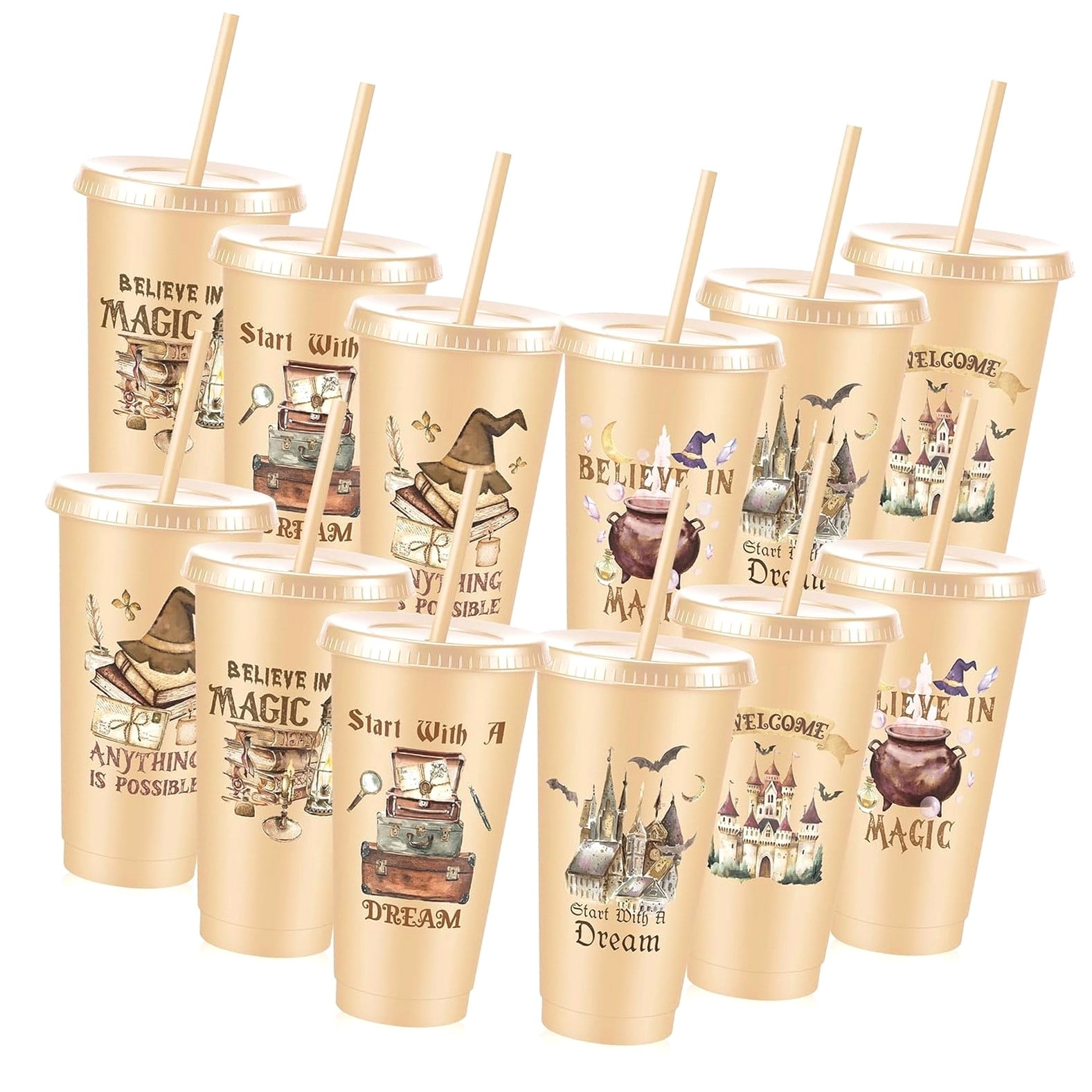 hgudesign 12 Pcs Magical Wizard Party Cups Birthday 24 oz Plastic ...