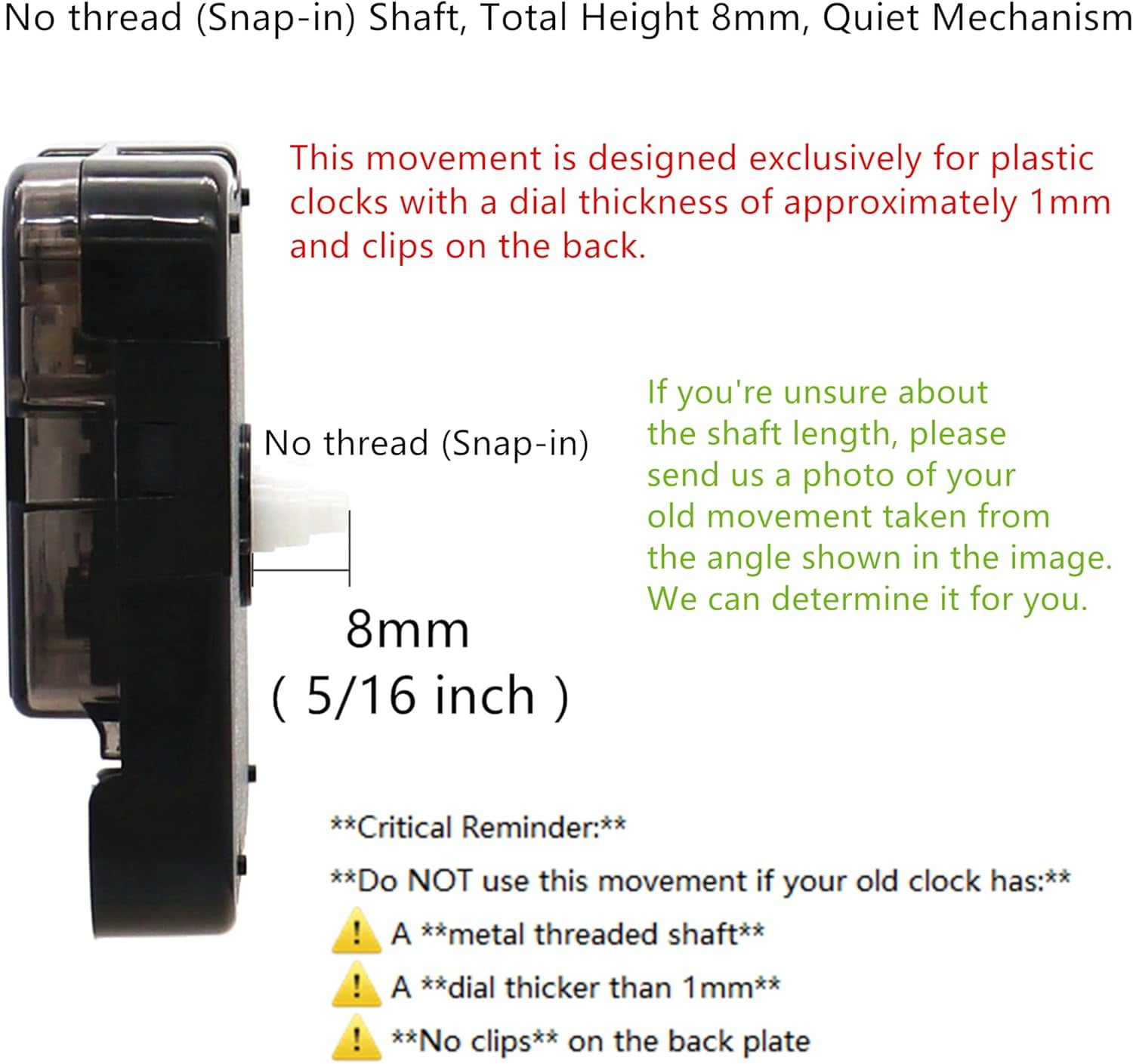 hgudesign 12888 Youngtown Snap in Type 4.5mm Hour Shaft Length ...