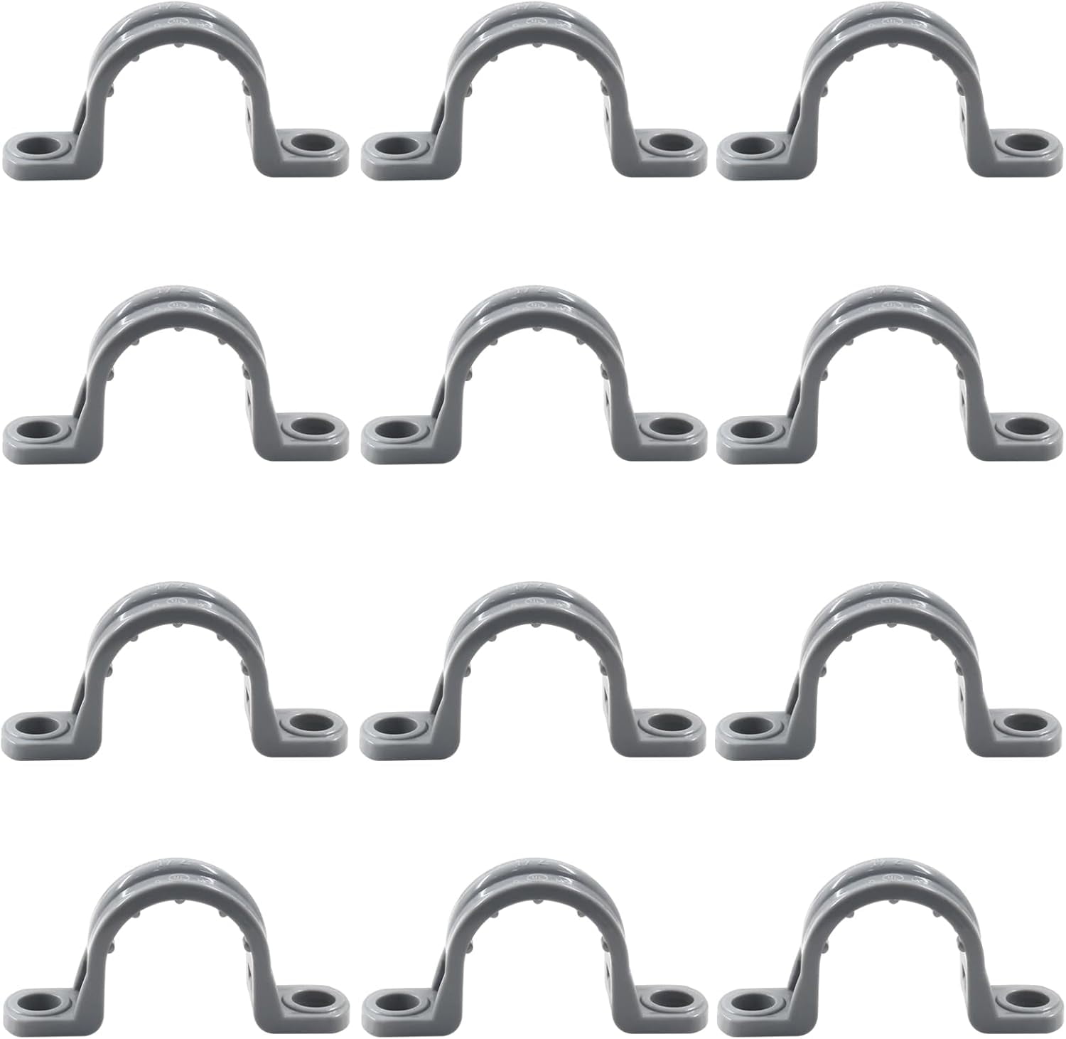 hgudesign 12Pcs 1/2 Inch Pipe Straps, 2-Hole Plastic Pipe Clamps ...
