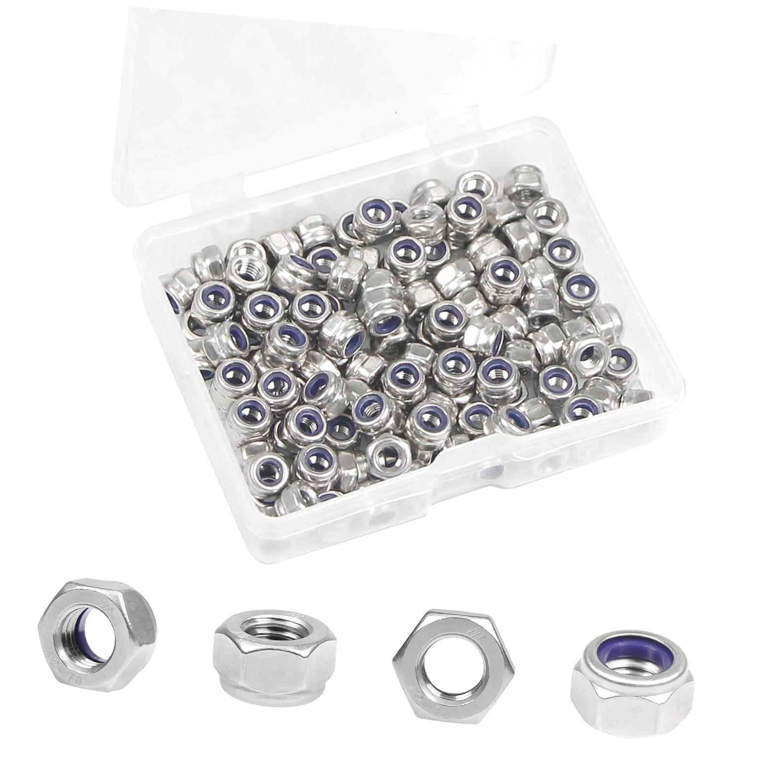 hgudesign 150PCS M3 Locknuts M3x0.5mm Nylon Insert Hex Lock Nuts 304 Stainless Steel Metric Self ...