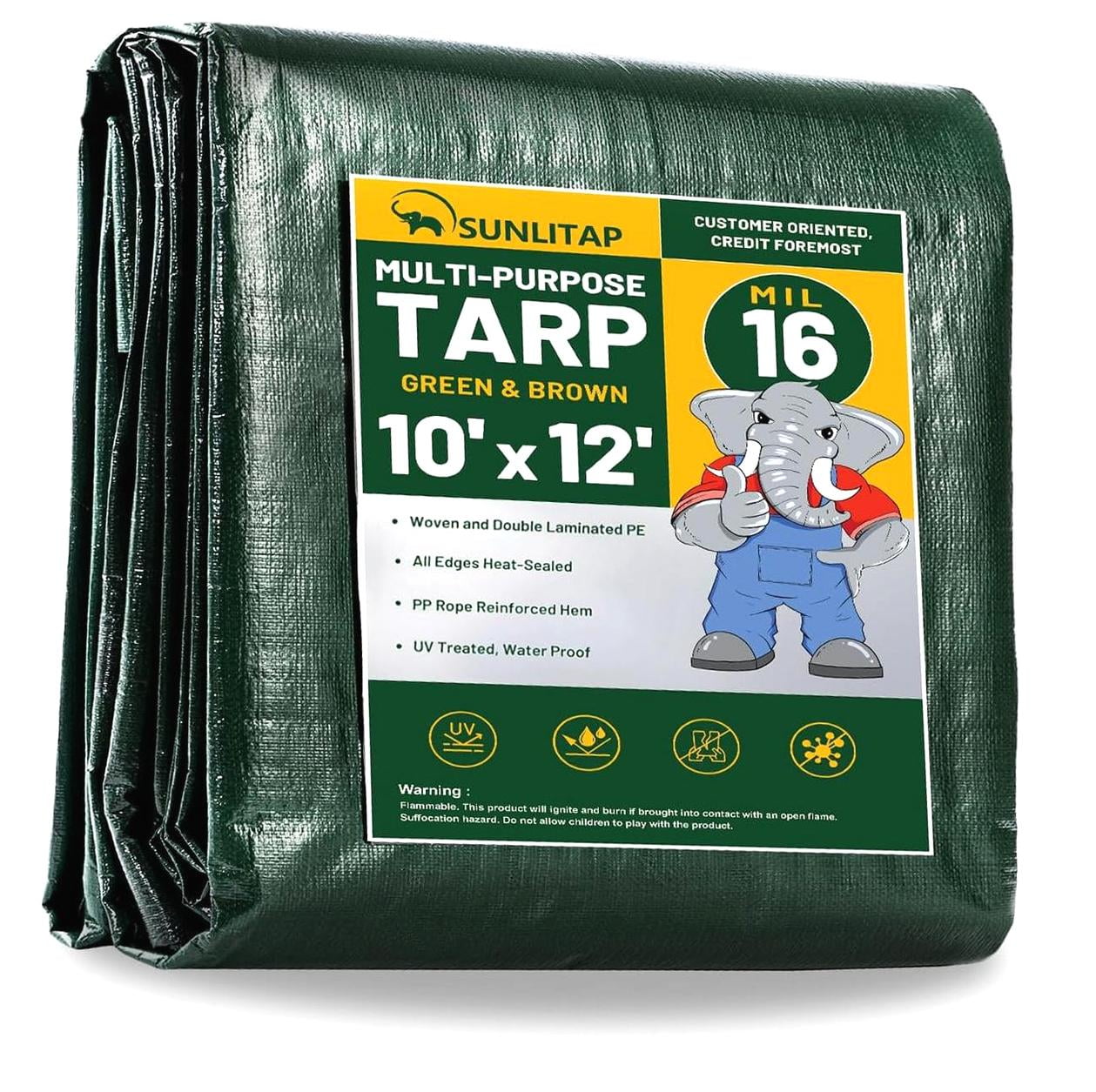 hgudesign 16 Mil Tarps, 10x12 Ft Final Dimensions Tarps, High-Quality ...