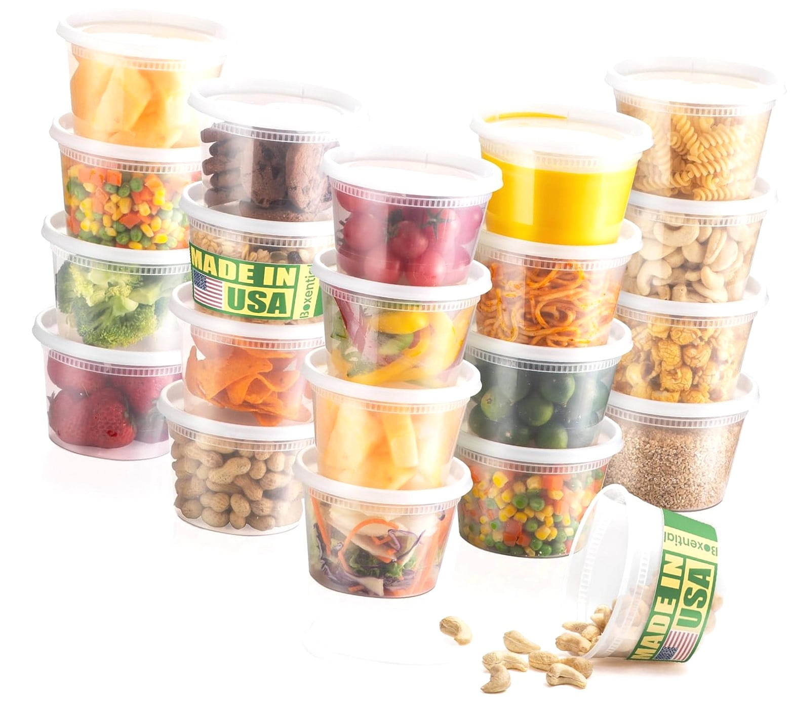 hgudesign 16 oz Containers with [36 Set] – Plastic Food Containers ...