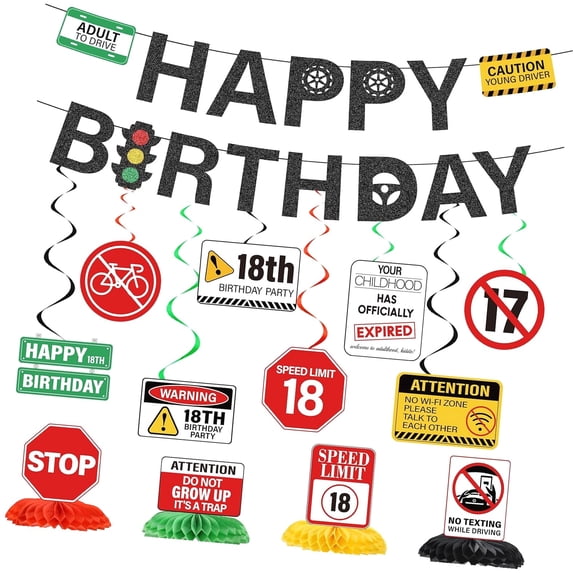 hgudesign 18th Birthday Decorations Boys Banner 14 Pcs Glitter New ...