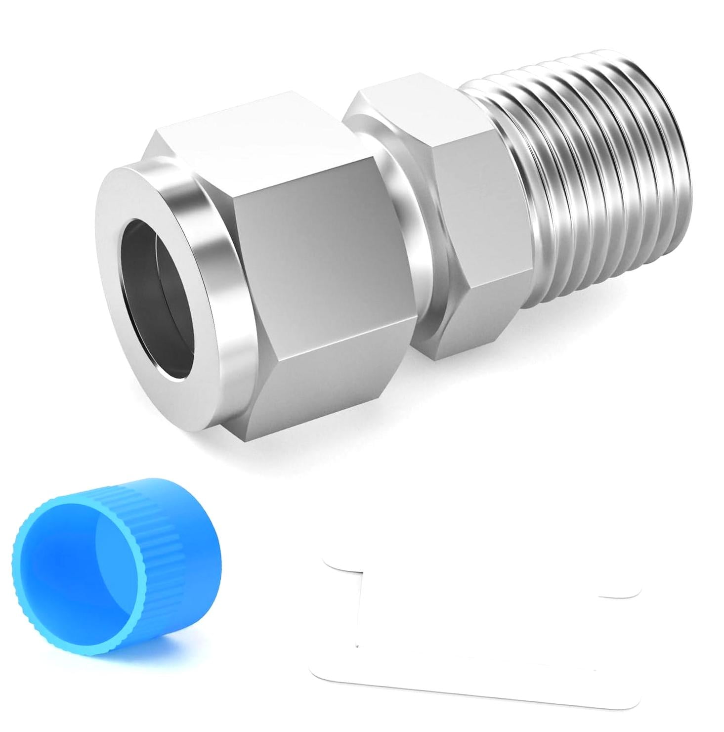 hgudesign 1PCS 304 Forged Stainless Steel Compression Tube Pipe Fitting Connector, 3/4" Tube OD ...