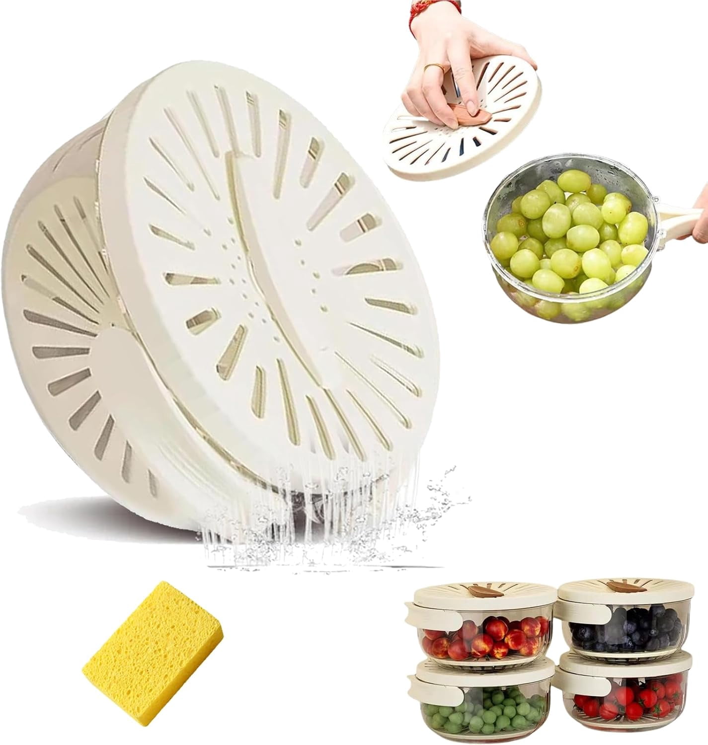 hgudesign 2 in 1 Drainer, 2 in 1 Drainer and Strainer,Fruit Washing ...
