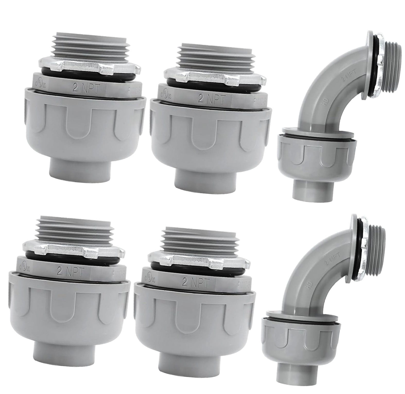 hgudesign 2 Inch Liquid Tight Connector Flexible Conduit Connector, 180 ...