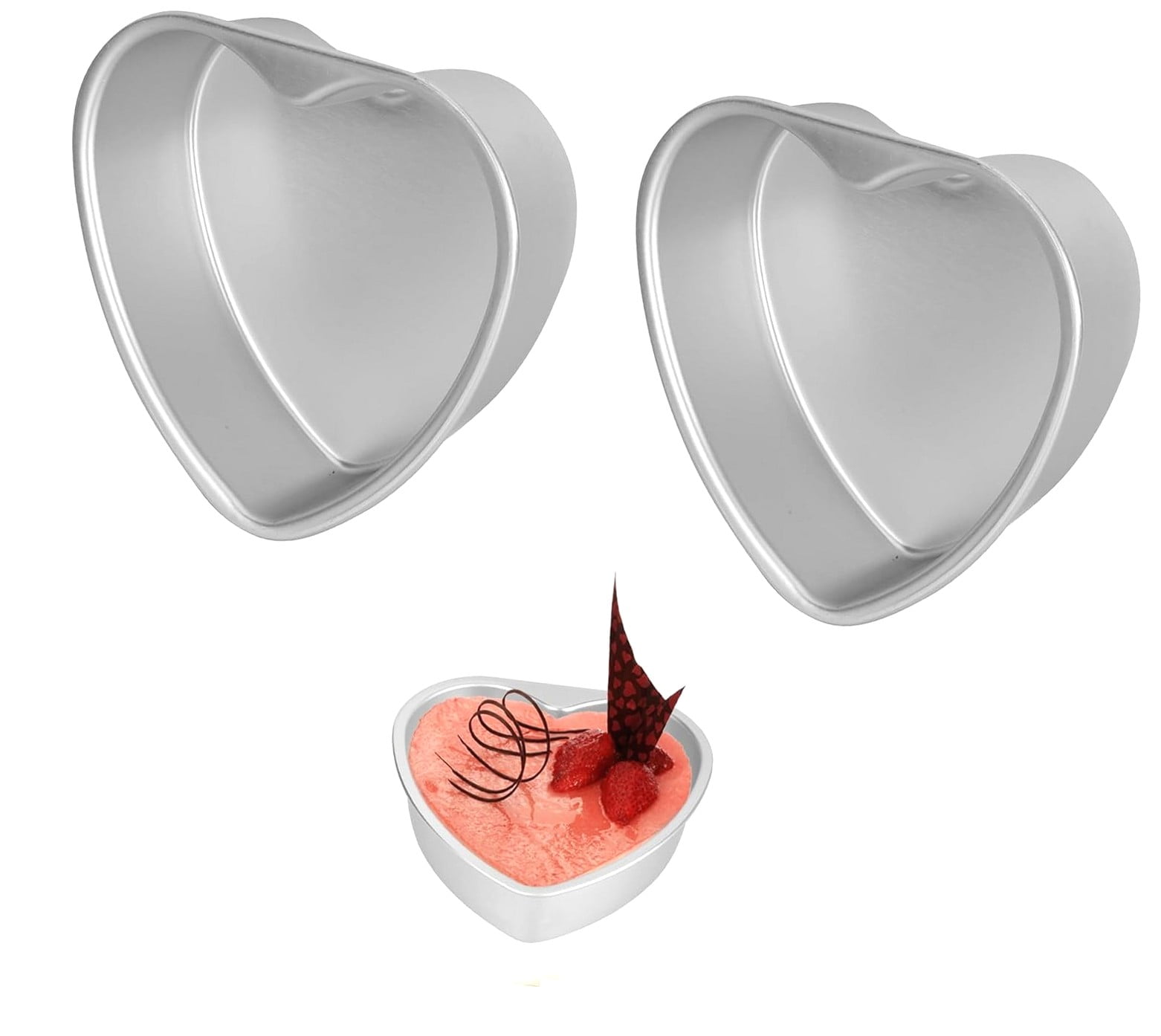 hgudesign 2 Pack 8 Inch Heart Shaped Cake Pans with Fixed Bottom ...