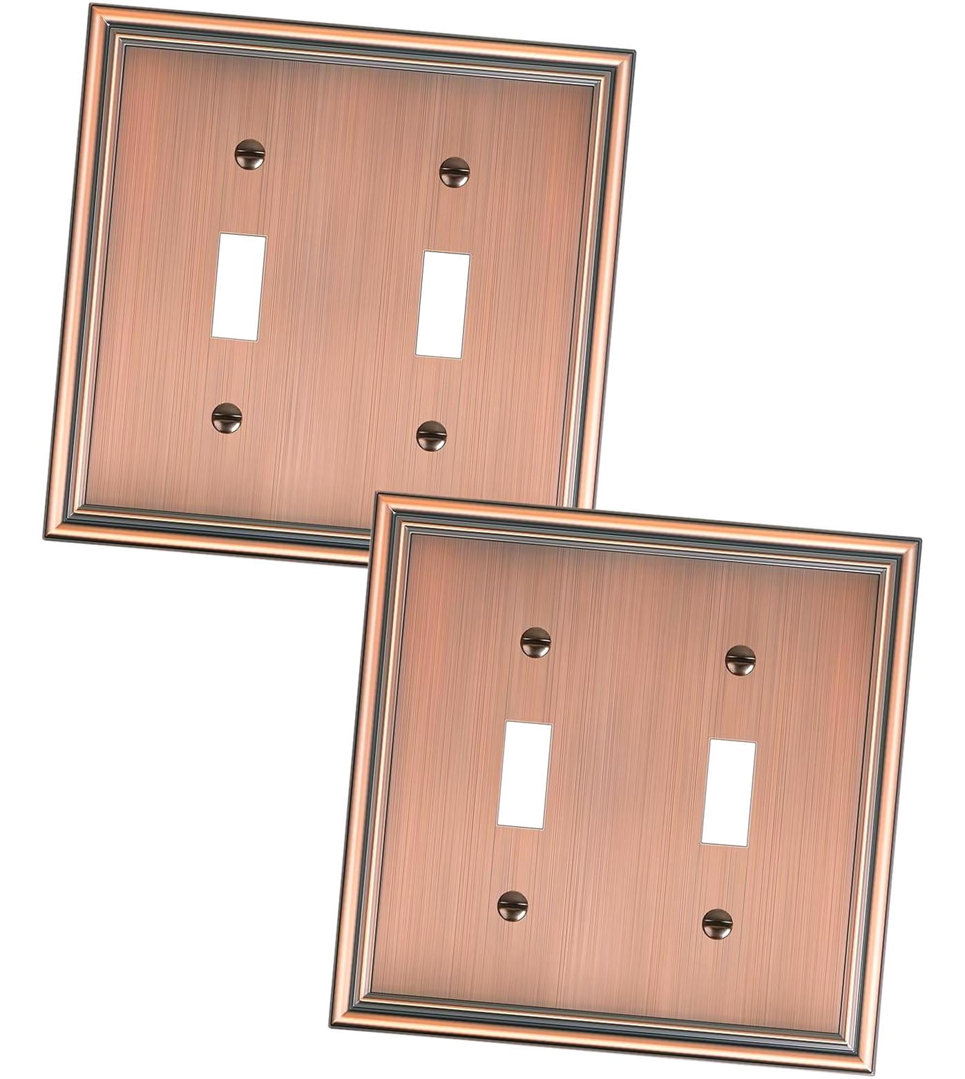 hgudesign 2-Pack Double Toggle Light Switch Cover Plate, Solid Zinc ...