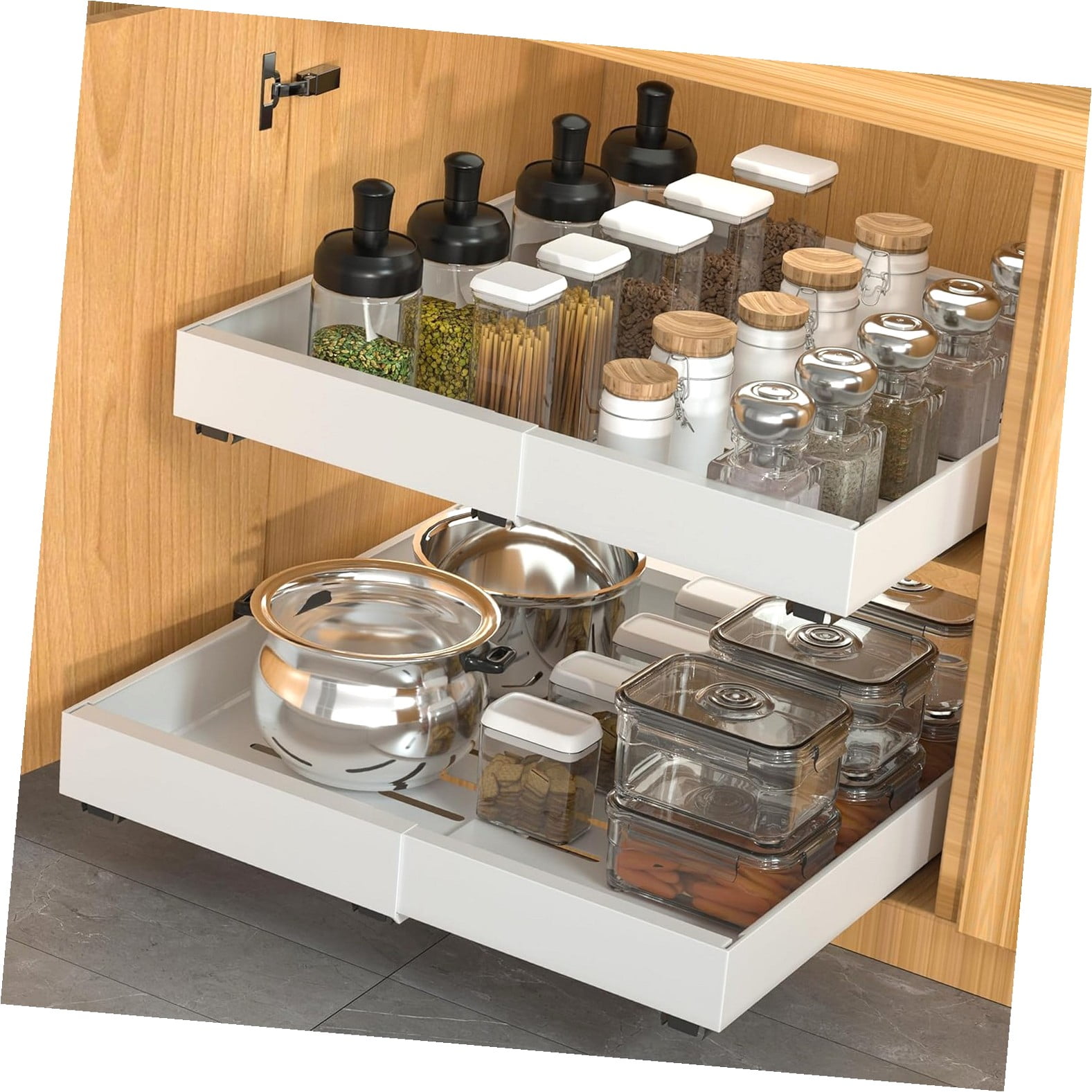 hgudesign 2 Pack Pull Out Cabinet Organizer Expandable, Adhesive with ...