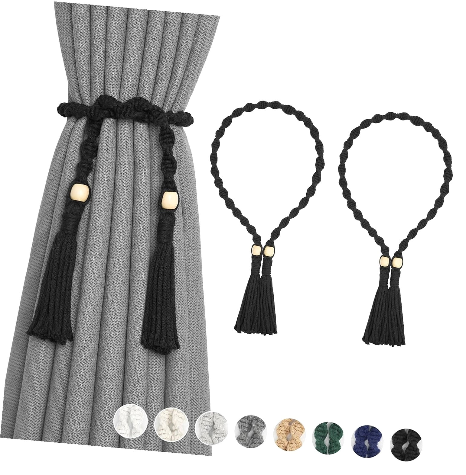 hgudesign 2 Pack Rope Curtain Tiebacks, Style Drape Tie Backs, Spiral ...