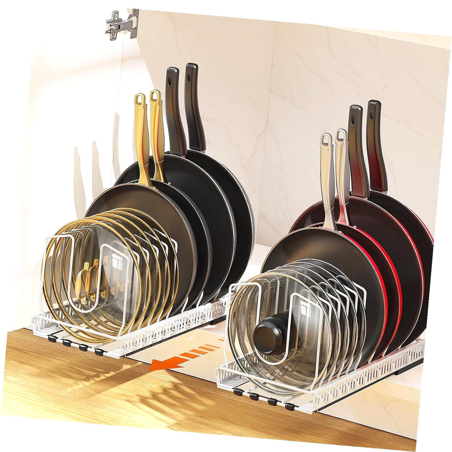 hgudesign 2-Piece Retractable Pot Lid Organizer for Under-Cabinet ...